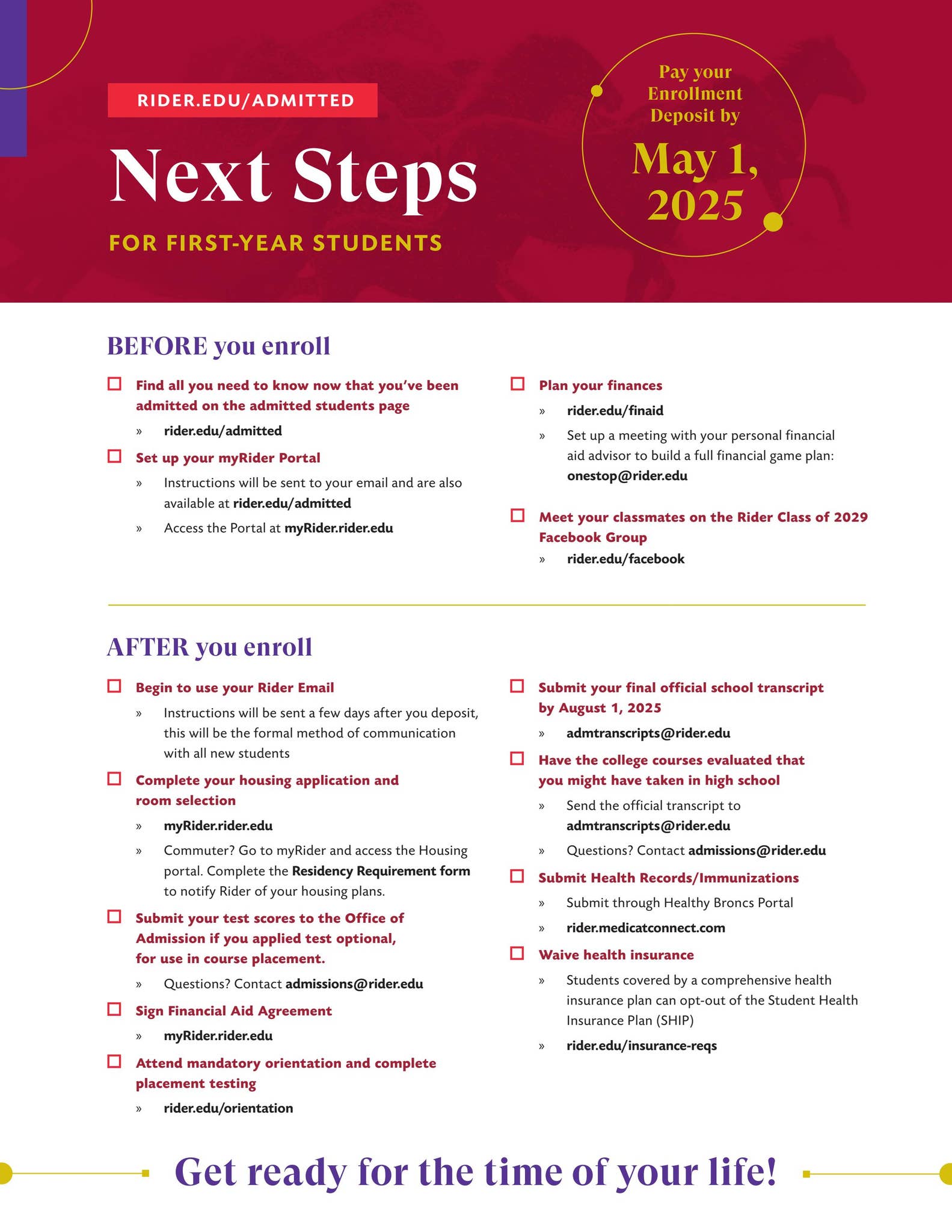 2425 Next Steps Flyer - FRESHMAN by Rider University - Issuu