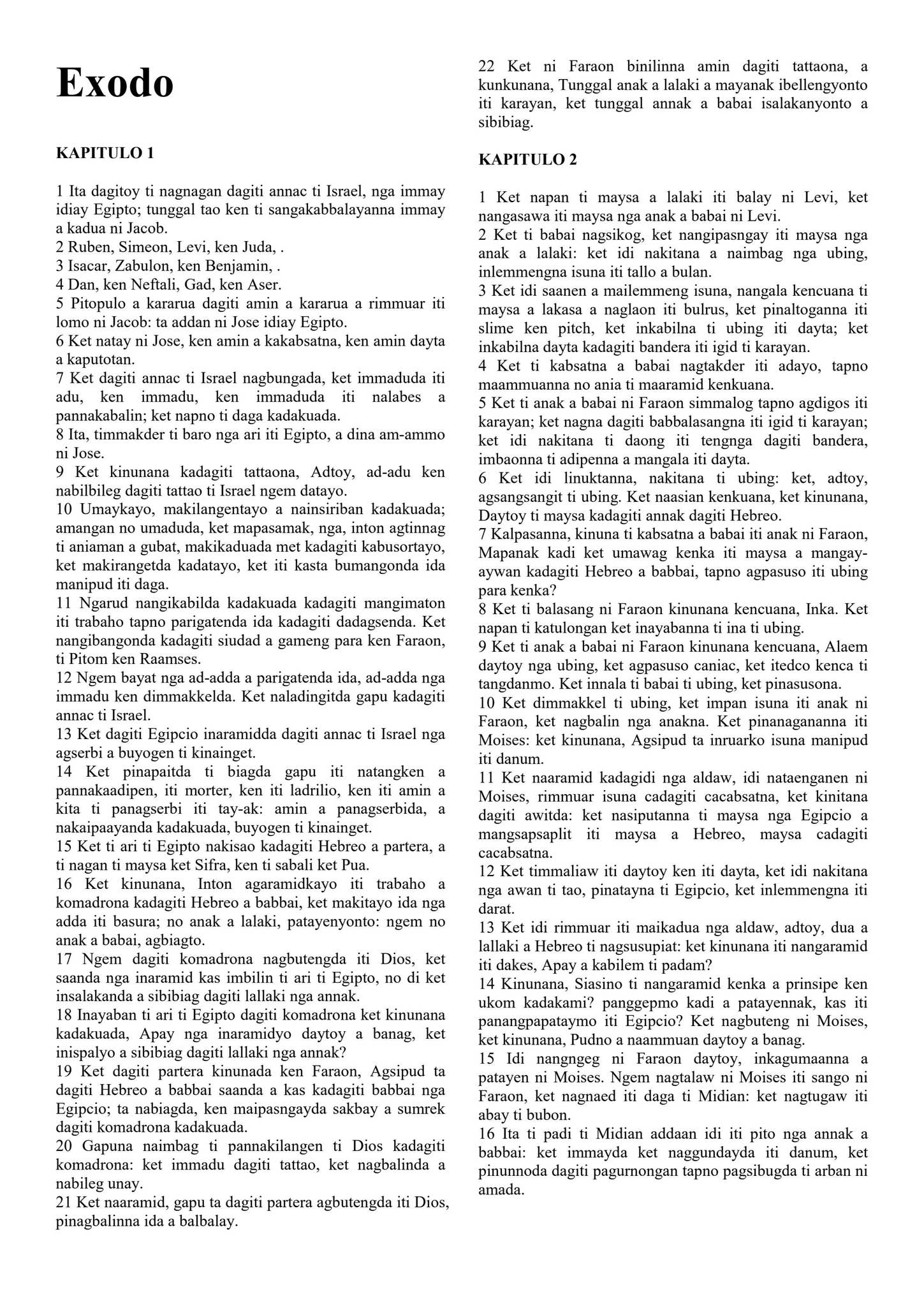 Ilocano - The Book of Exodus by Filipino Tracts and Literature Society ...