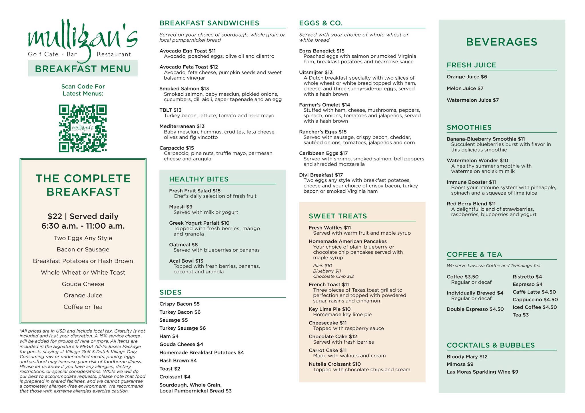 Aruba GLF Mulligan's All Menus by Divi Resorts - Issuu