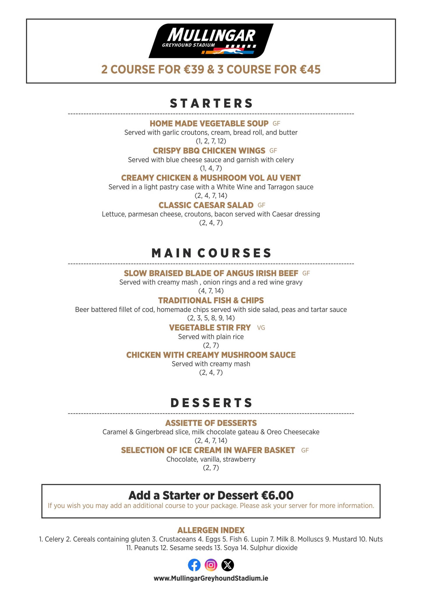 Mullingar Greyhound Stadium Sample Restaurant Menu by gogreyhoundracing ...