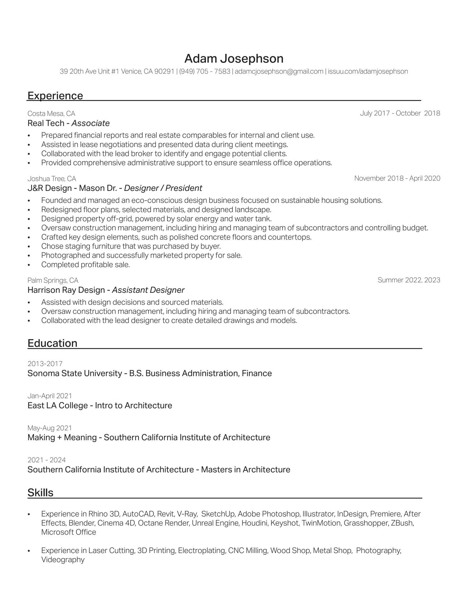 Resume by Adam Josephson - Issuu