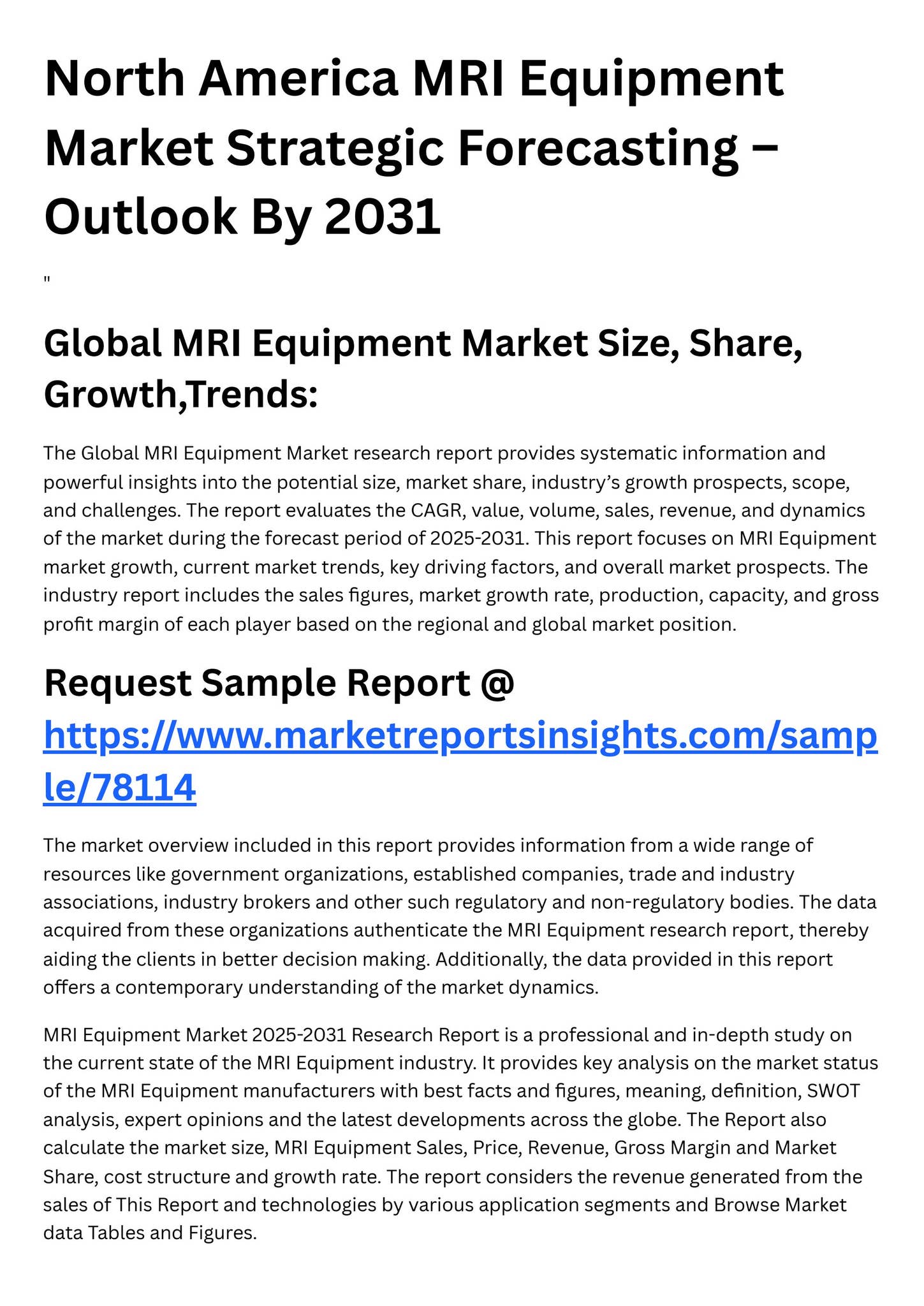 North America MRI Equipment Market Strategic Forecasting – Outlook By ...