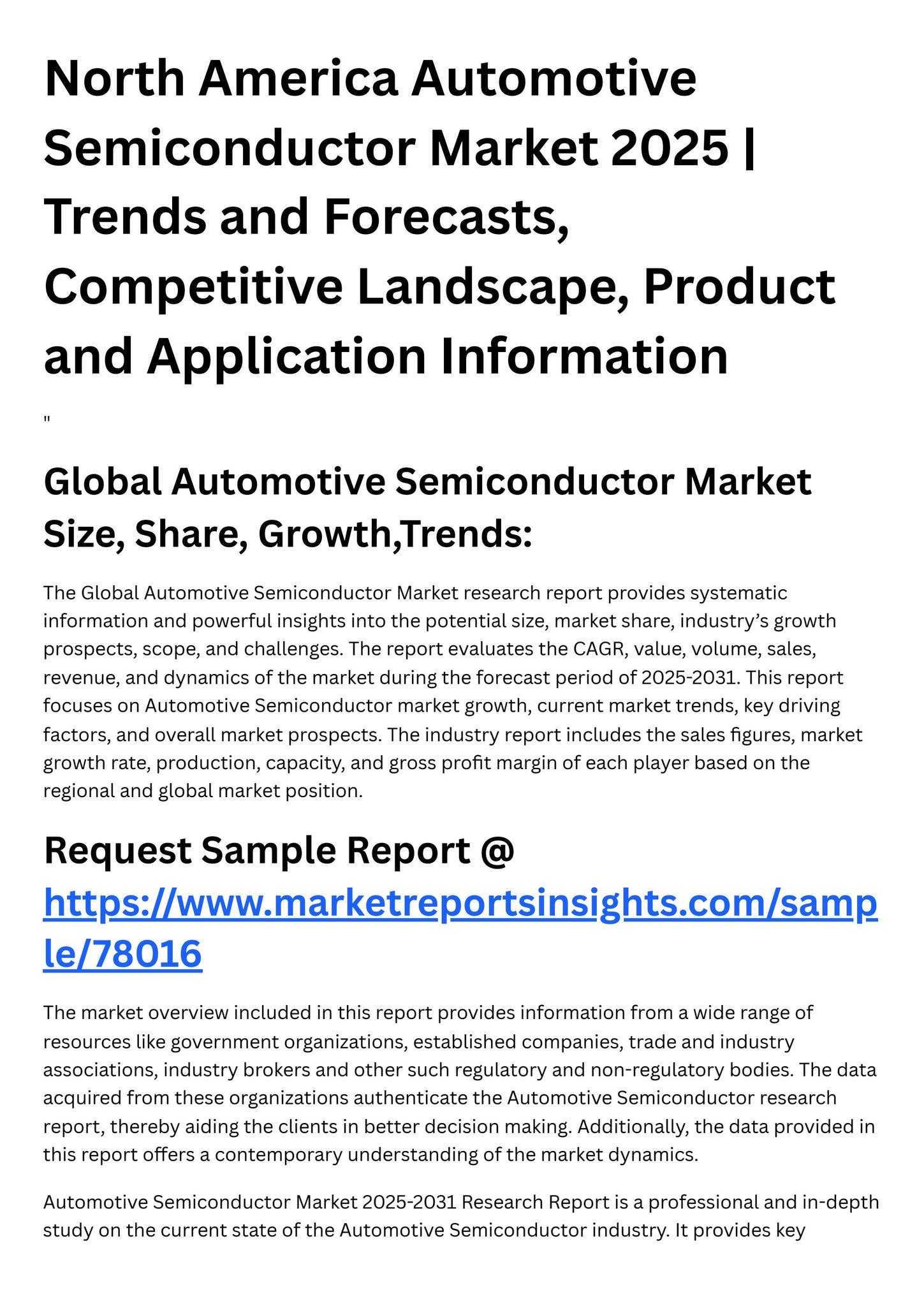 North America Automotive Semiconductor Market 2025 Trends and Forecasts ...