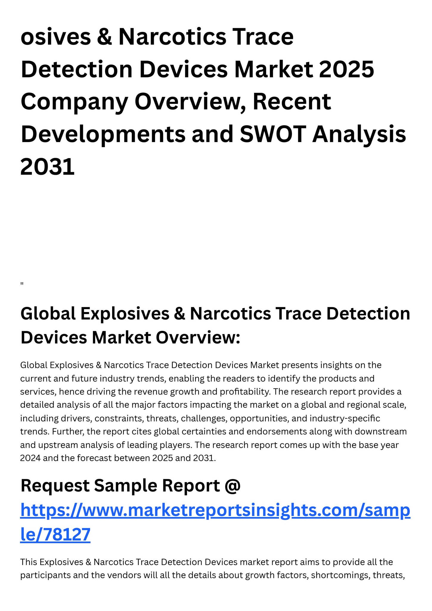 osives & Narcotics Trace Detection Devices Market 2025 Company Overview ...