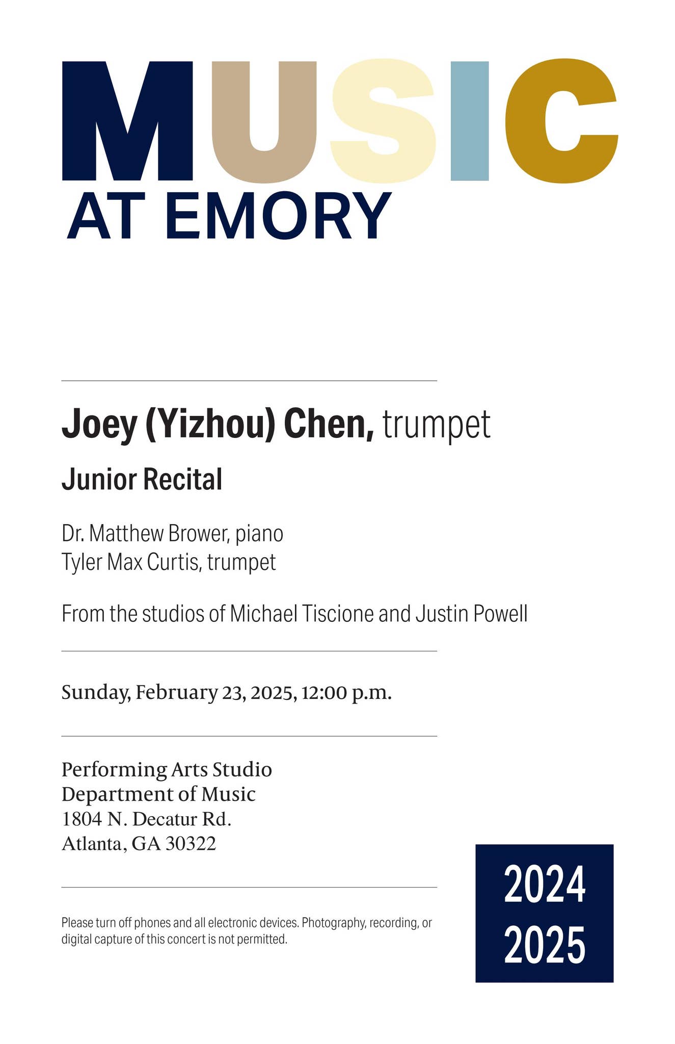 2/23/25, Student Recital: Joey Chen by Schwartz Center for Performing ...