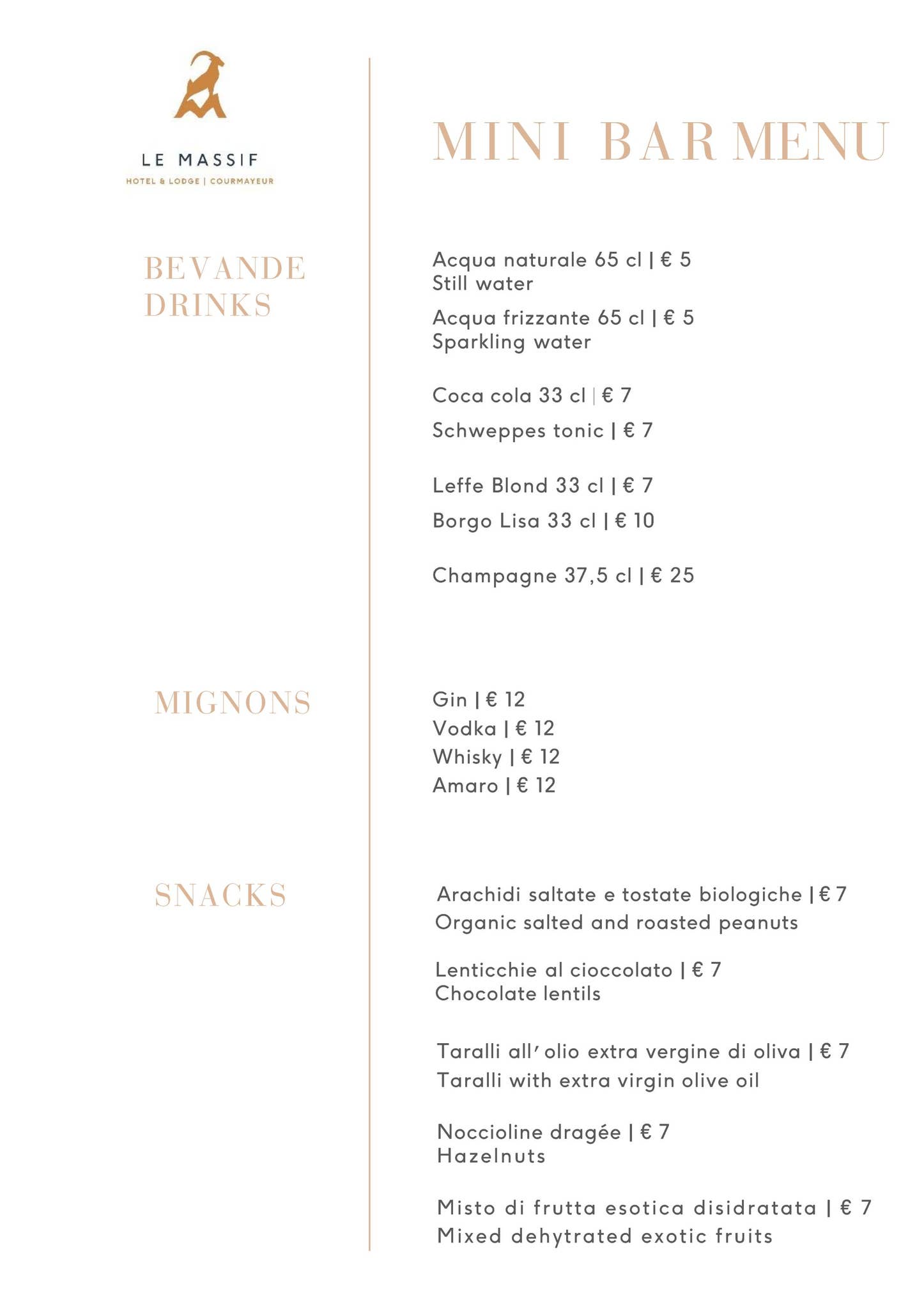 Le Massif_Mini Bar Menu by Italian Hospitality Collection - Issuu