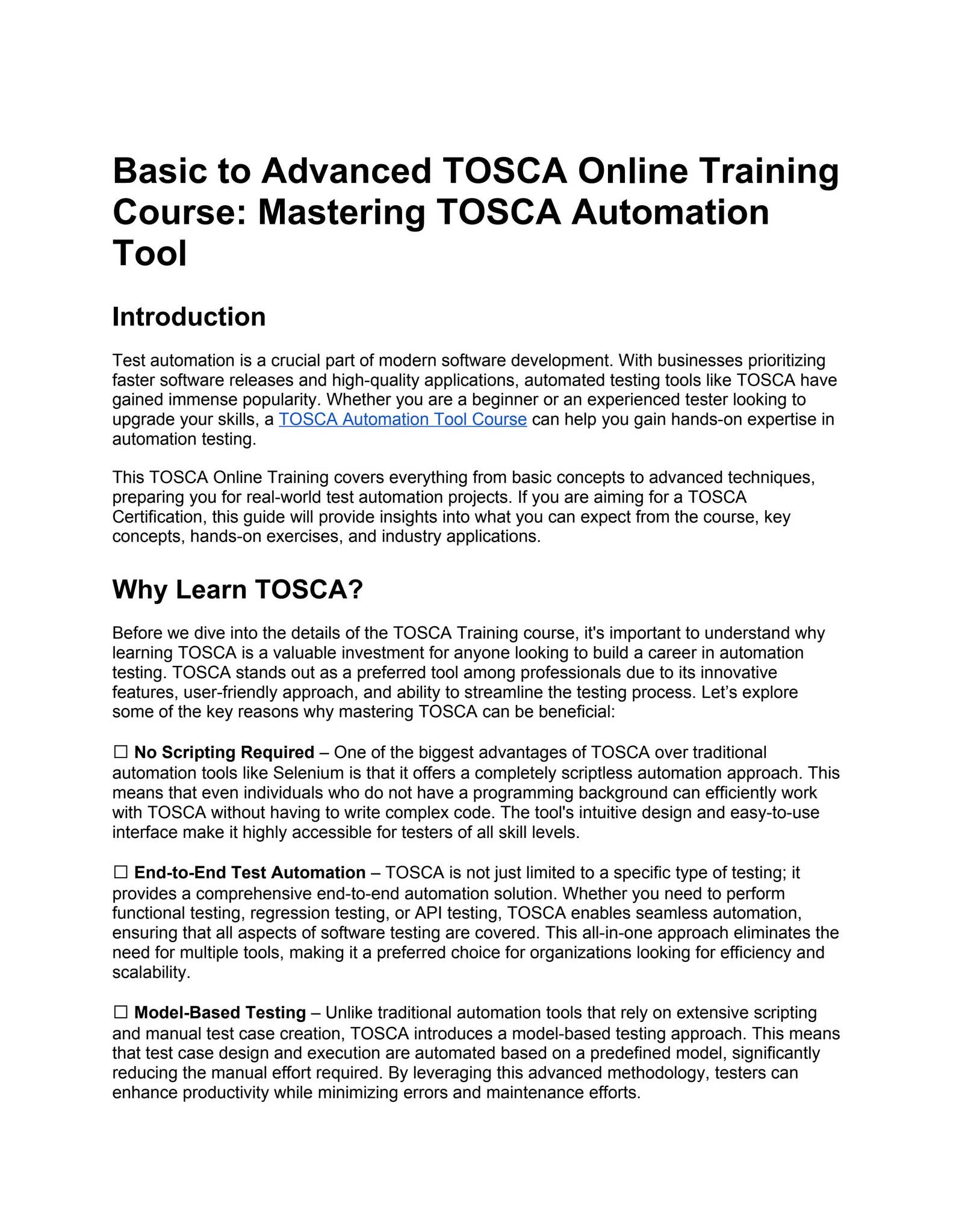Top Advantages of Using the TOSCA Automation Tool by Vinay H2kInfosys ...