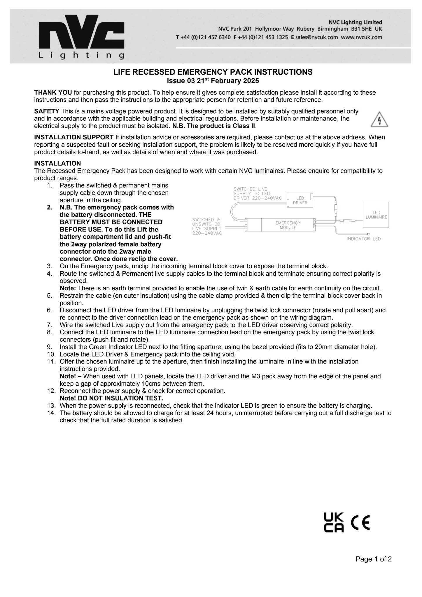 LiFe RECESSED EMERGENCY PACK V2 - Instructions by NVC Lighting UK - Issuu