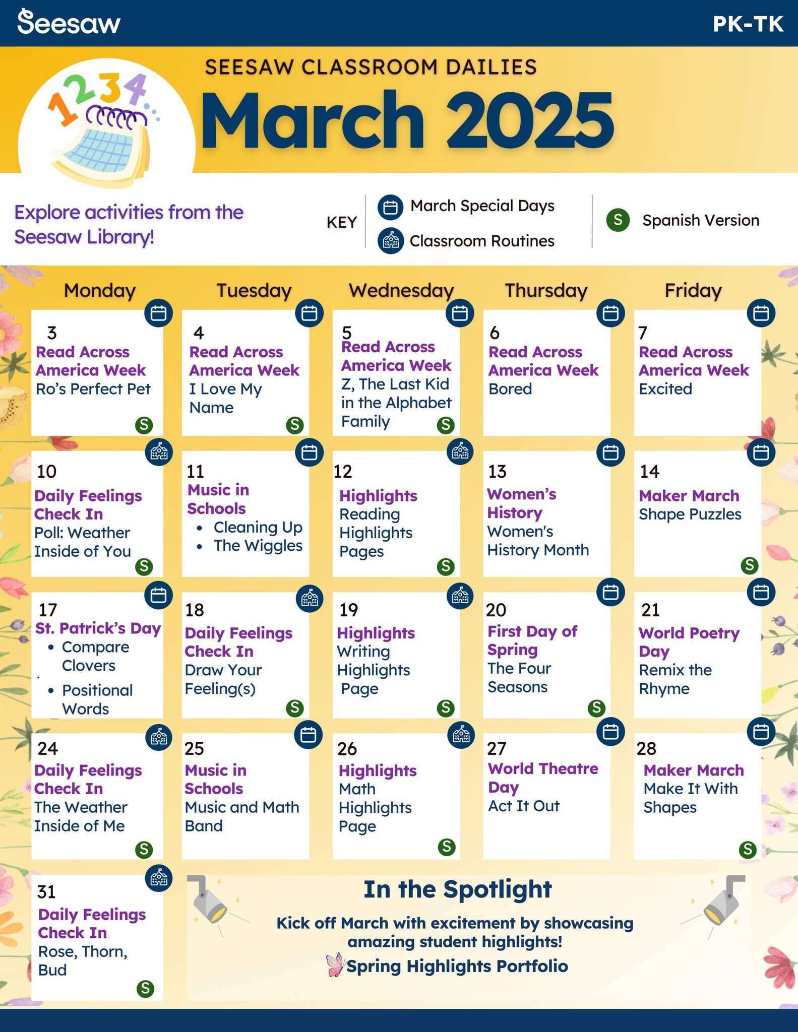 March 2025 Classroom Dailies PK-TK by seesawlearning - Issuu