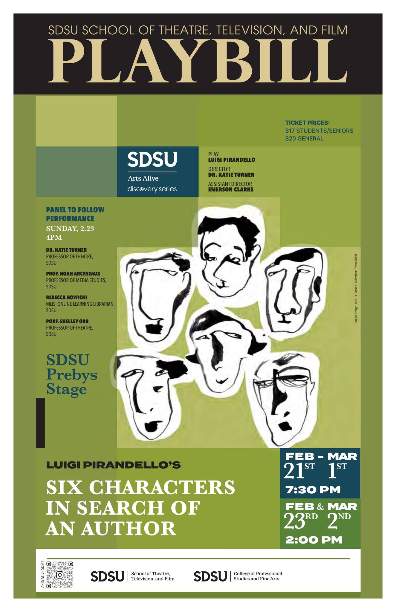 Playbill for SIX CHARACTERS in SEARCH of an AUTHOR by SDSU School of ...