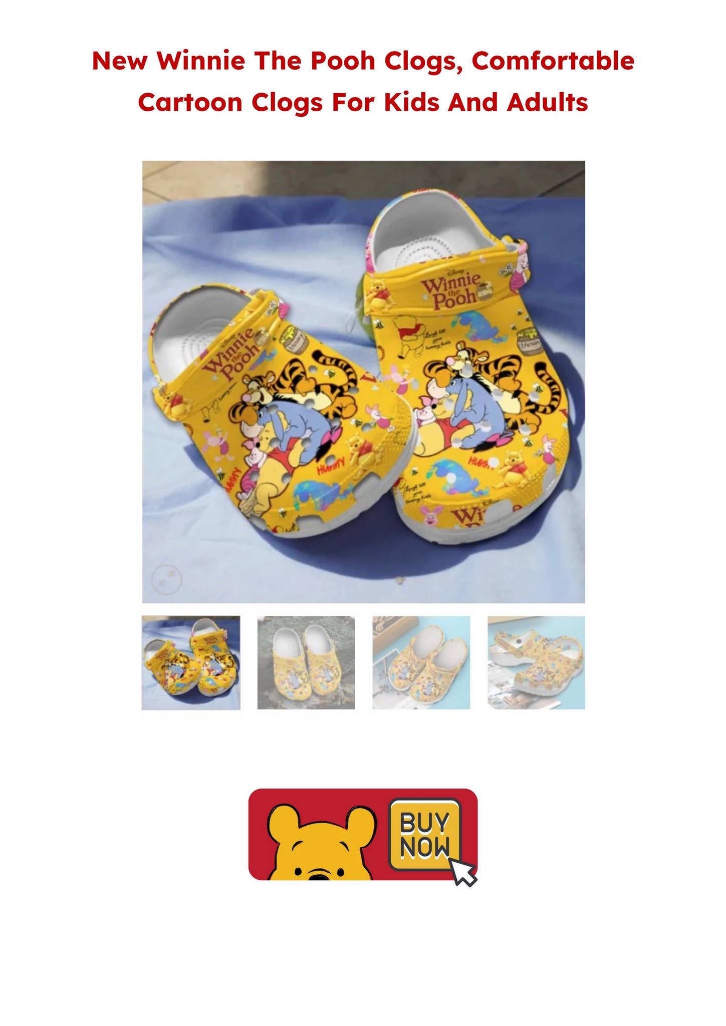 New Winnie The Pooh Clogs, Comfortable Cartoon Clogs For Kids And ...