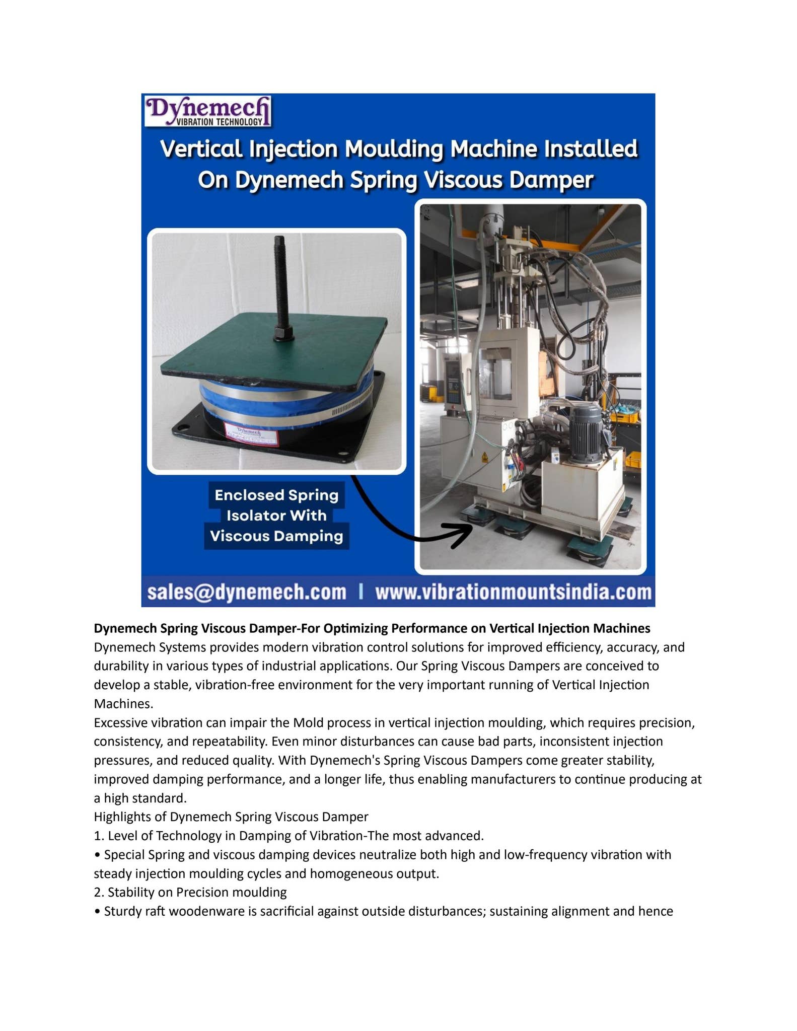 Dynemech Spring Viscous Damper-For Optimizing Performance on Vertical ...