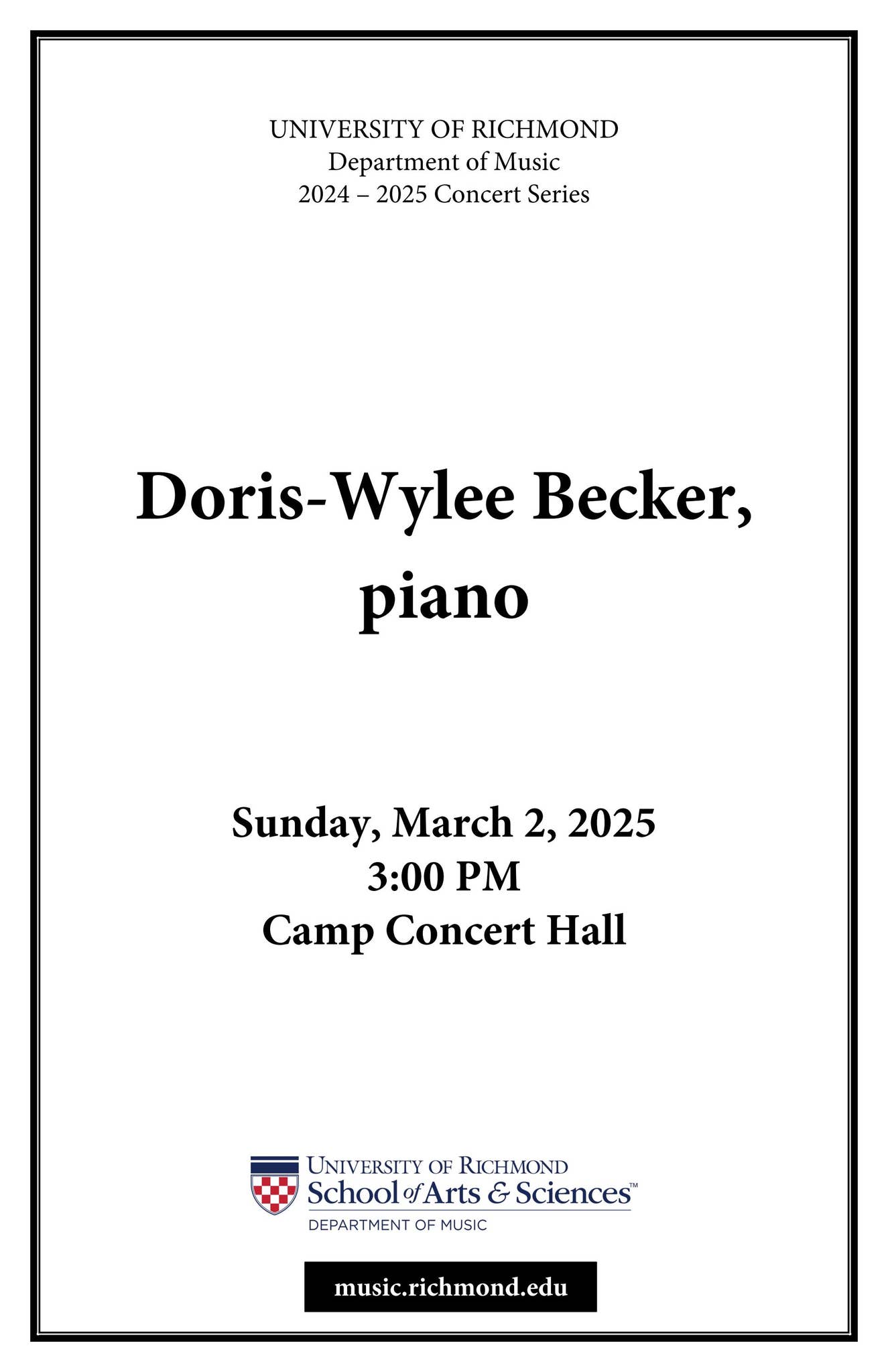 Doris Wylee-Becker, piano, Department of Music Free Concert Series by ...