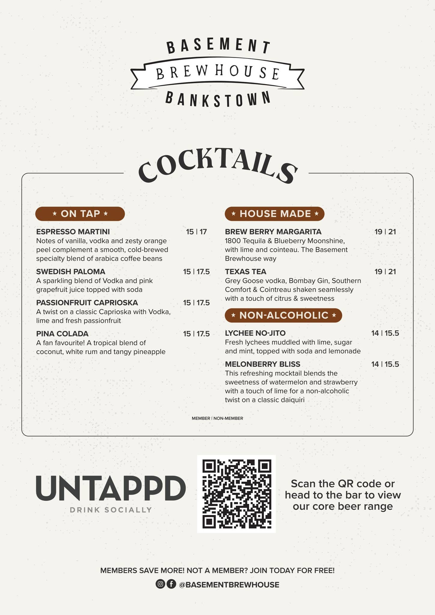 BASEMENT BREWHOUSE BEVERAGE MENU by Bankstown Sports Club - Issuu