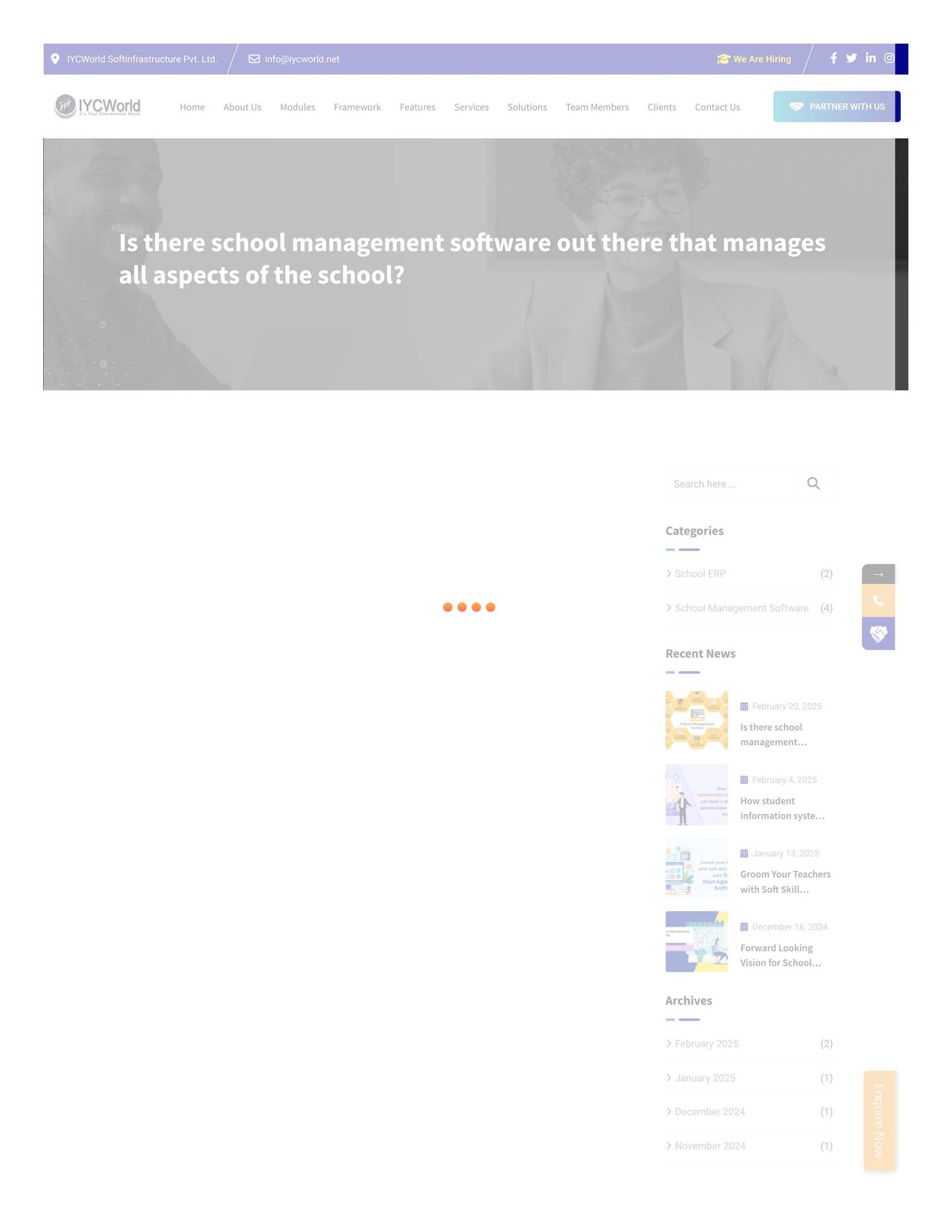 Is there school management software out there that manages all aspects of the school by ...