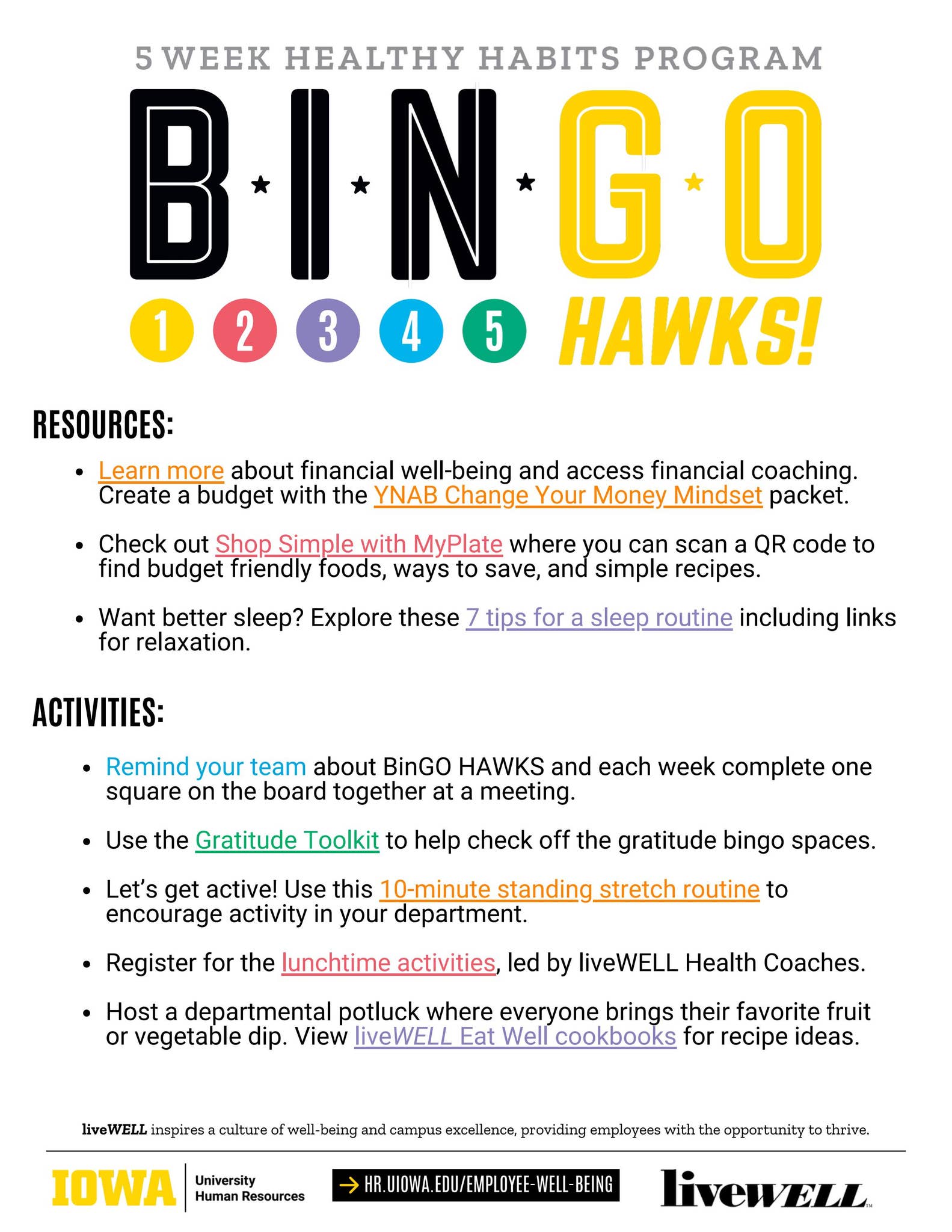 BinGO HAWKS Toolkit by liveWELL program at University of Iowa - Issuu