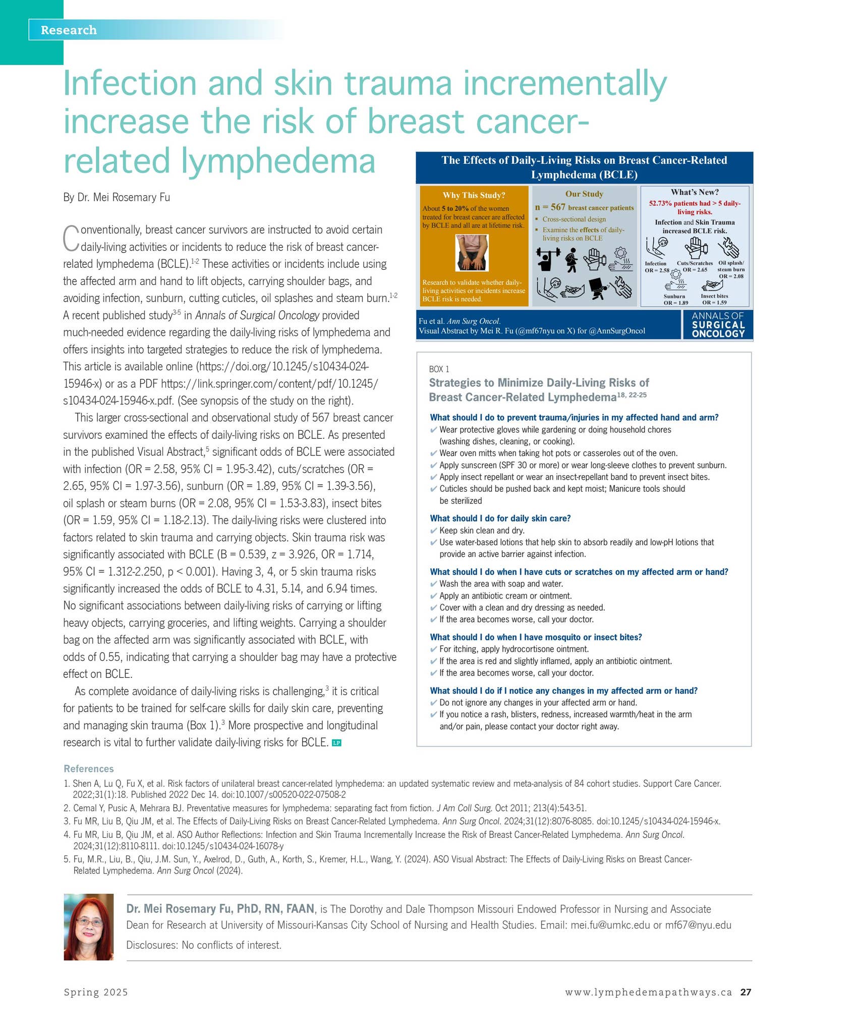 Infection and skin trauma incrementally increase the risk of breast cancer-related lymphedema by ...