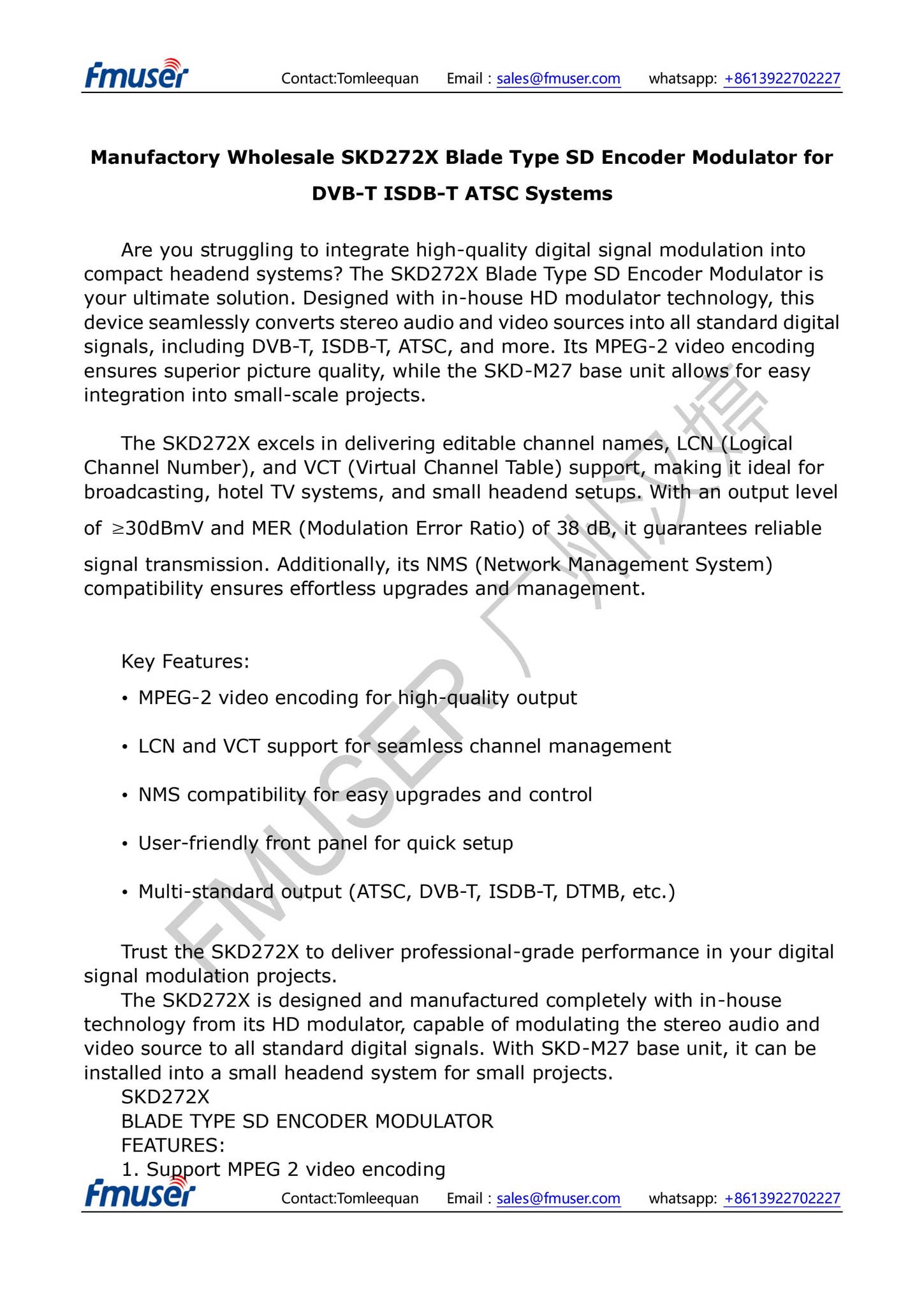 Blade Type CVBS Input Encoder Modulator by FMUSER Broadcast - Issuu