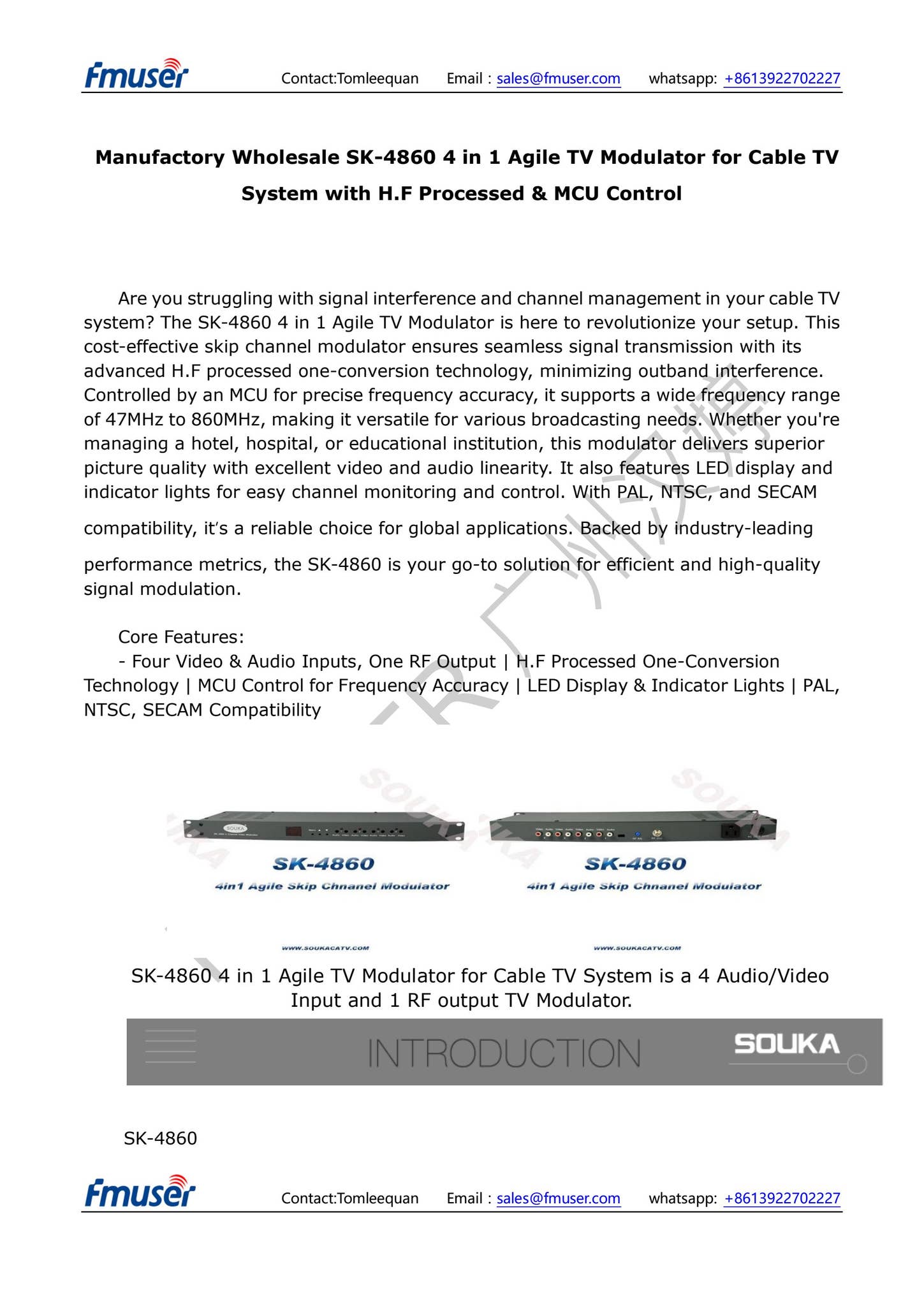 4 in 1 Agile TV Modulator for Cable TV System by FMUSER Broadcast - Issuu
