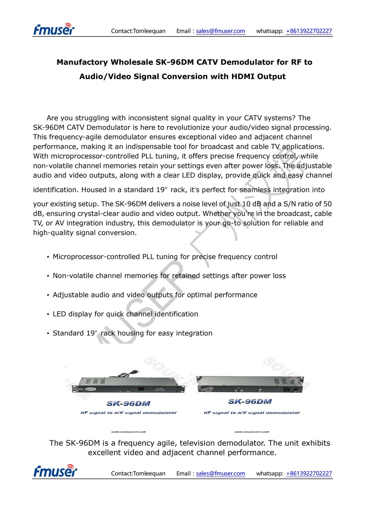RF Signal to Audio/Video Signal CATV Demodulator by FMUSER Broadcast ...