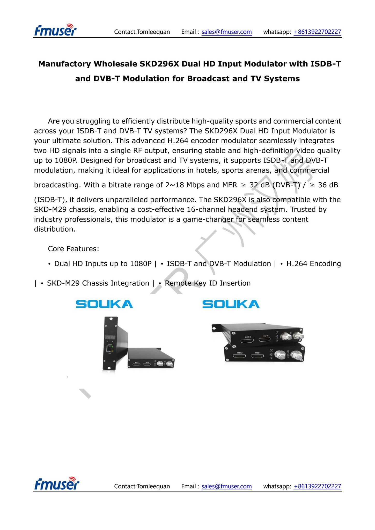 Dual HD Input Modulator With ISDB-T and DVB-T Modulation by FMUSER ...