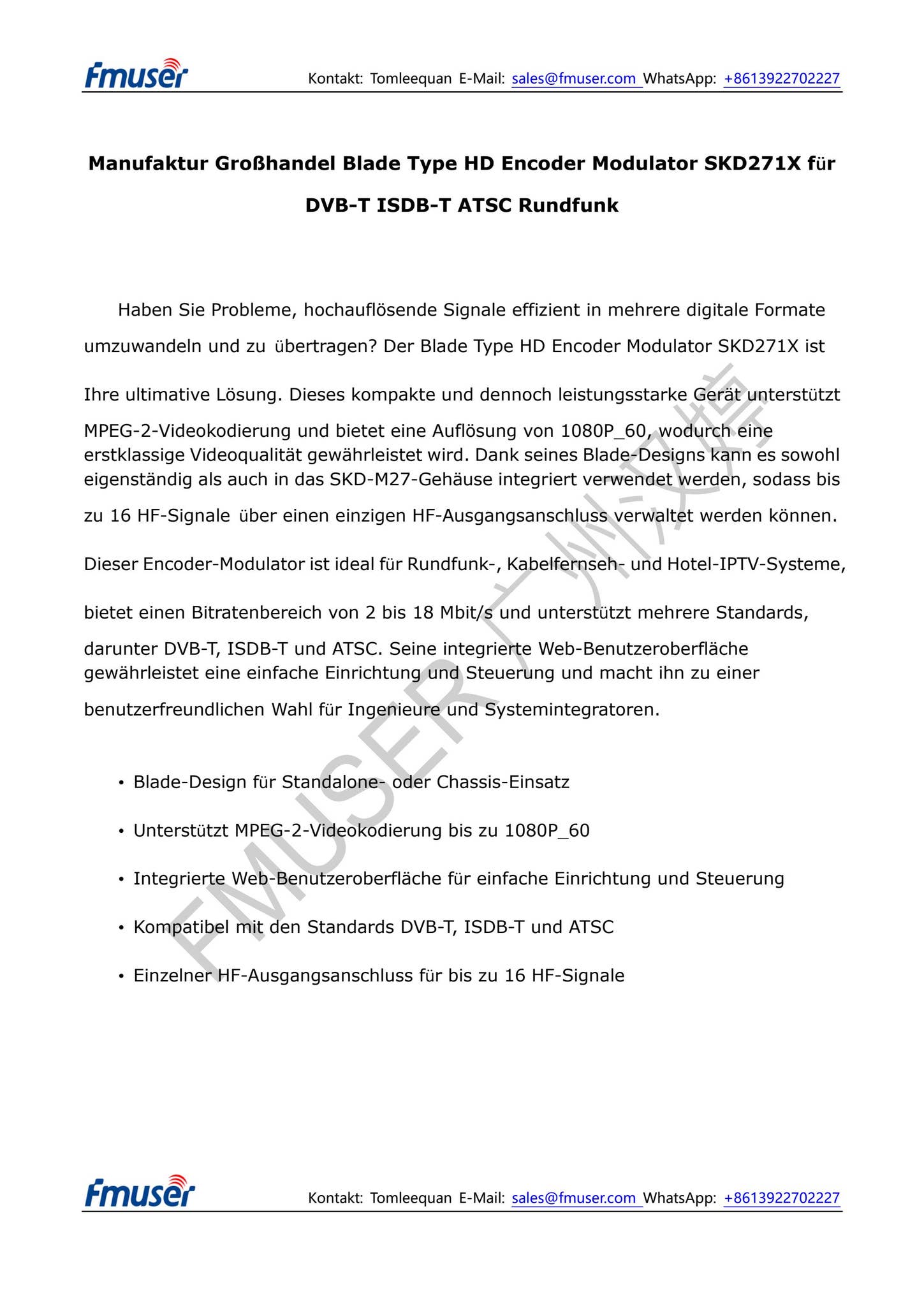 Blade-Typ HD-Encoder-Modulator by FMUSER Broadcast - Issuu