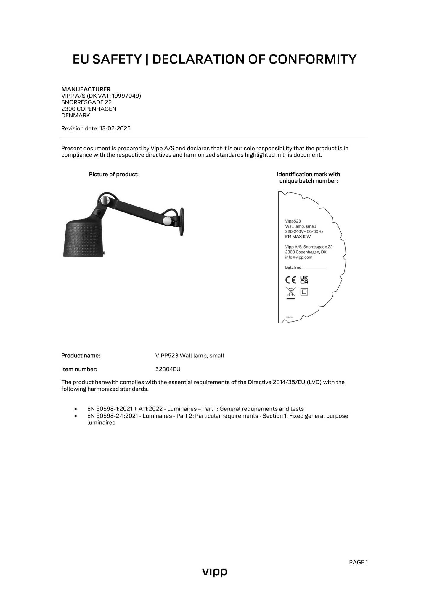 Vipp523 EU Declaration of Conformity by vipp - Issuu