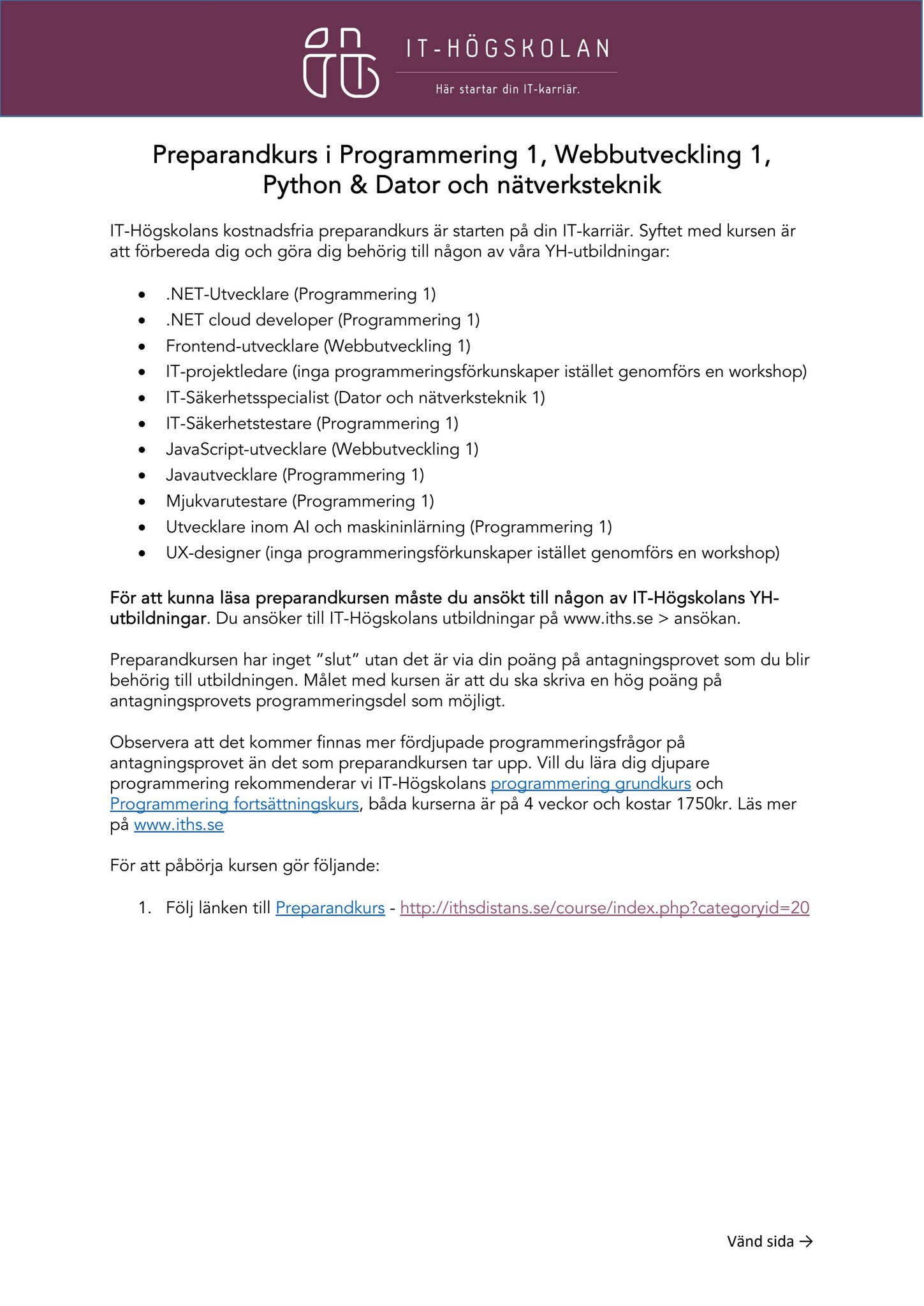 IT-Högskolans förberedande preparandkurser i programmering 2025 by IT ...