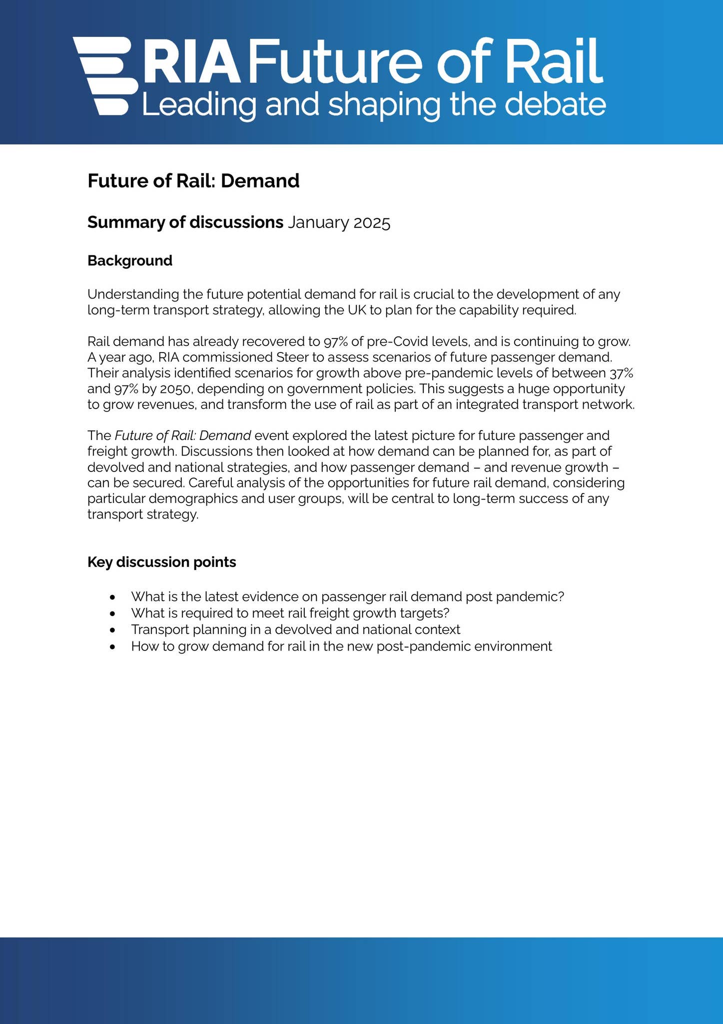 Discussion Paper - Future of Rail: Demand by Railway Industry ...