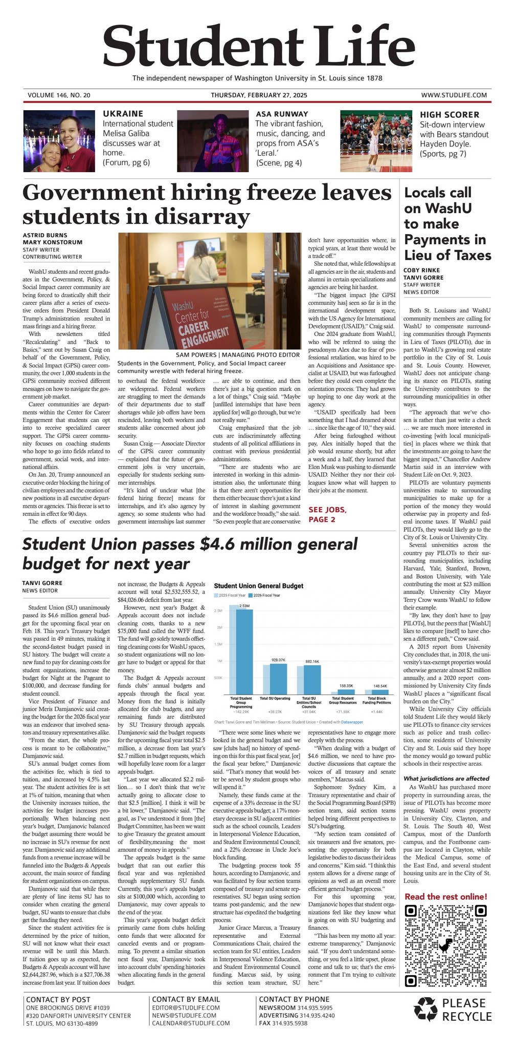 February 27, 2025 Student Life Newspaper at WashU in St. Louis by ...