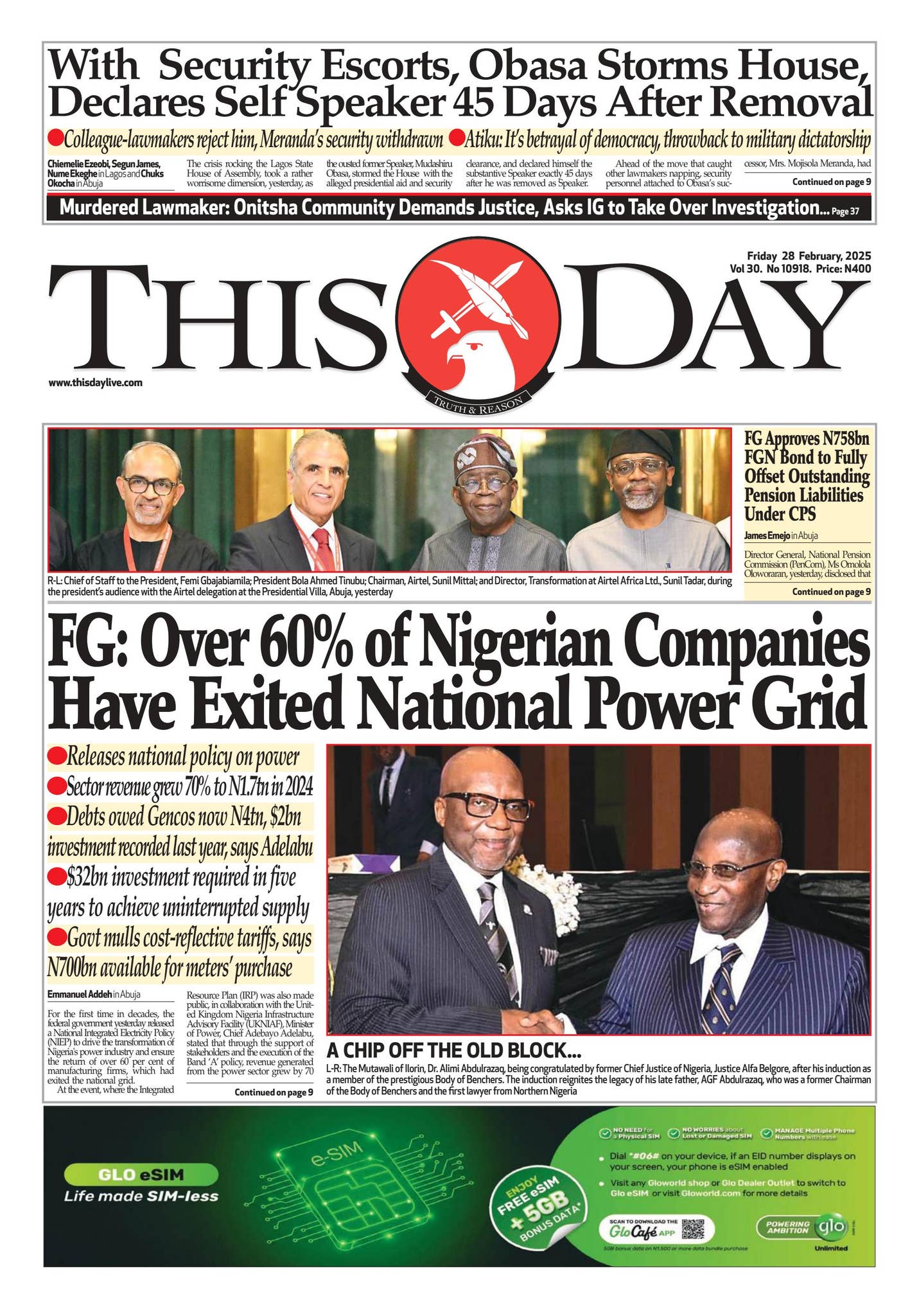 FRIDAY 28TH FEBRUARY 2025 by THISDAY Newspapers Ltd - Issuu