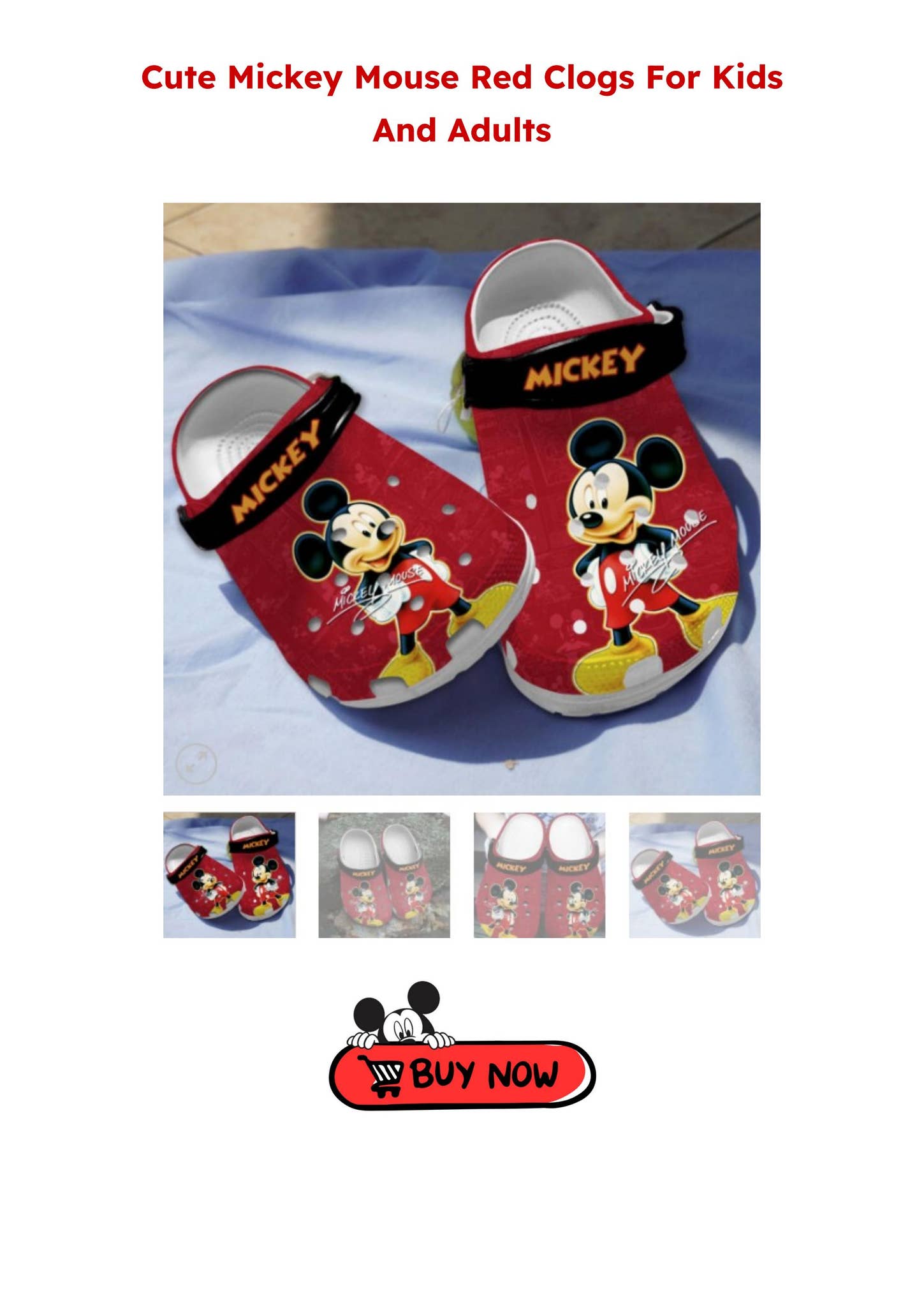 Cute Mickey Mouse Red Clogs For Kids And Adults by designbycrocodile ...