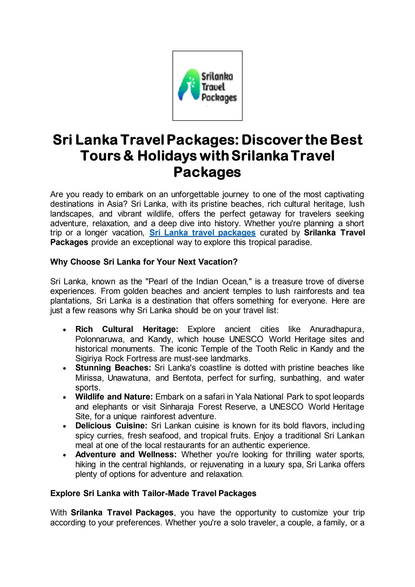 Sri Lanka Travel Packages: Discover the Best Tours & Holidays with ...