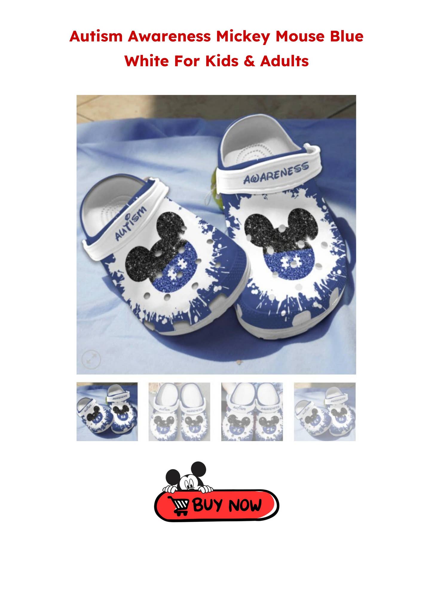 Autism Awareness Mickey Mouse Blue White For Kids & Adults by ...