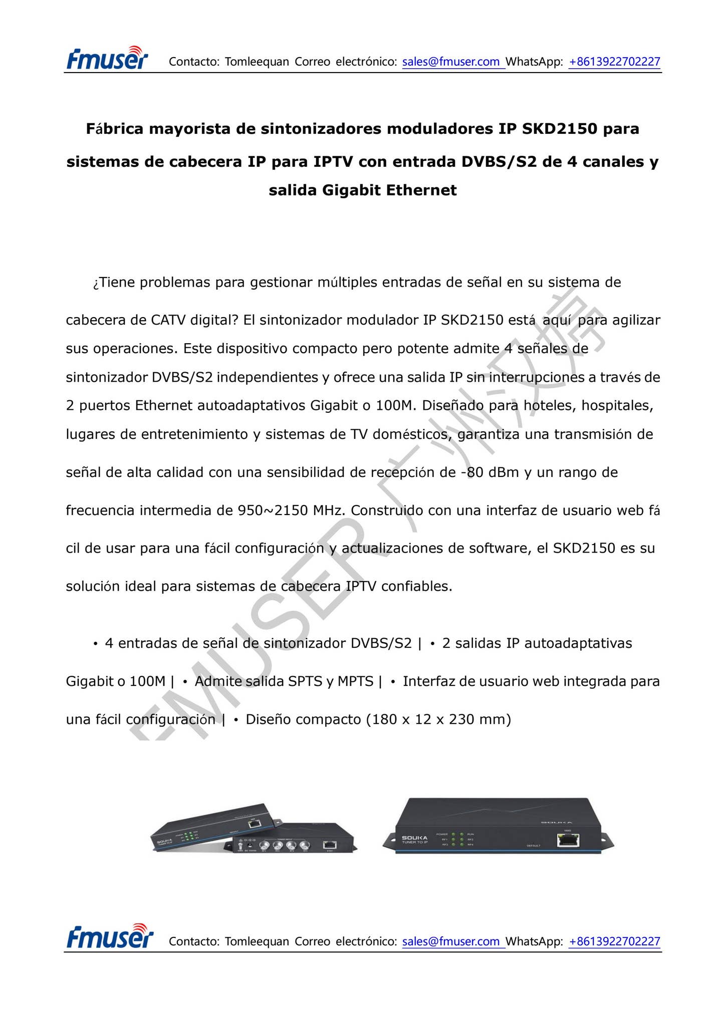 Sintonizador Modulador IP para Sistemas de Cabecera IP para Iptv by ...