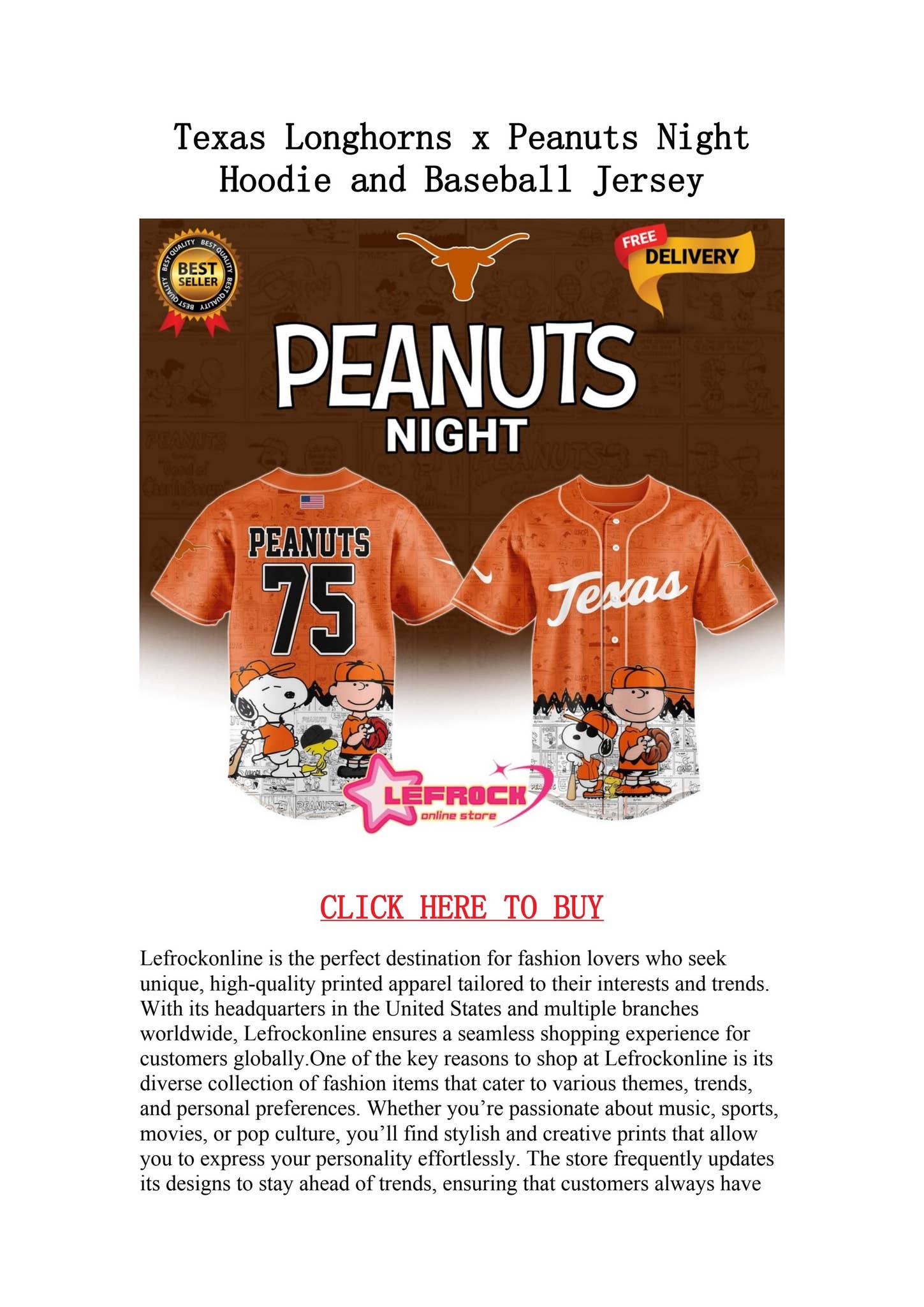 Texas Longhorns x Peanuts Night Hoodie and Baseball Jersey by ...