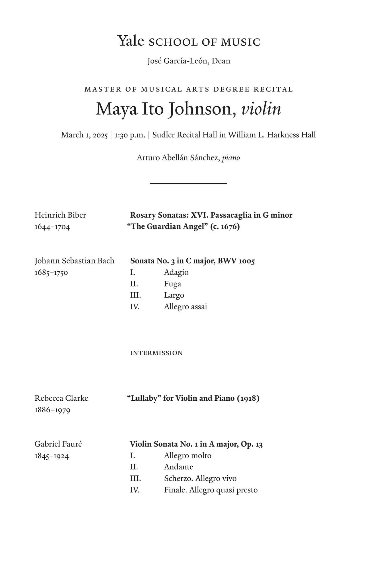 Maya Ito Johnson, violin - Saturday, March 1, 2025 by Yale School of Music - Issuu