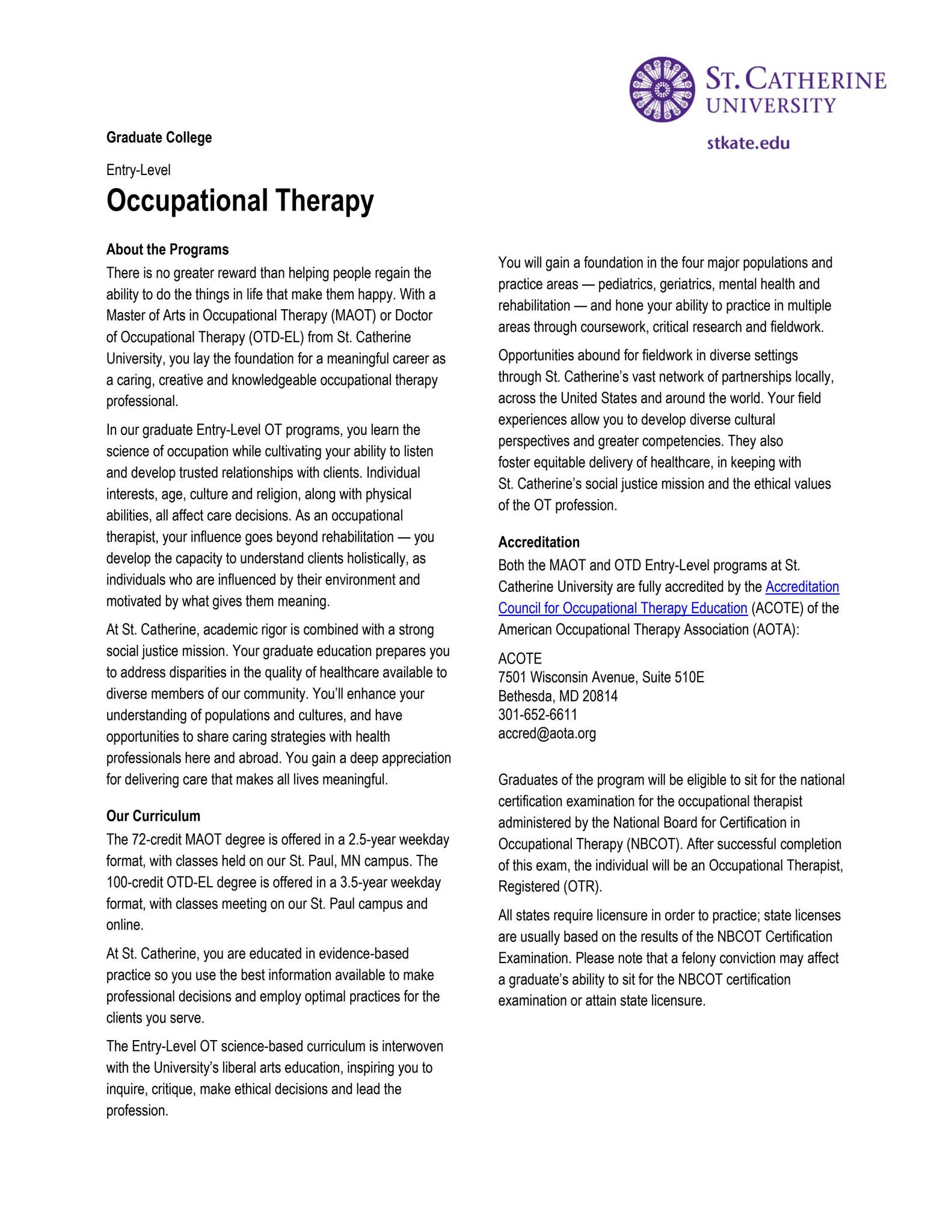 Graduate College: Occupational Therapy by St. Catherine University - Issuu