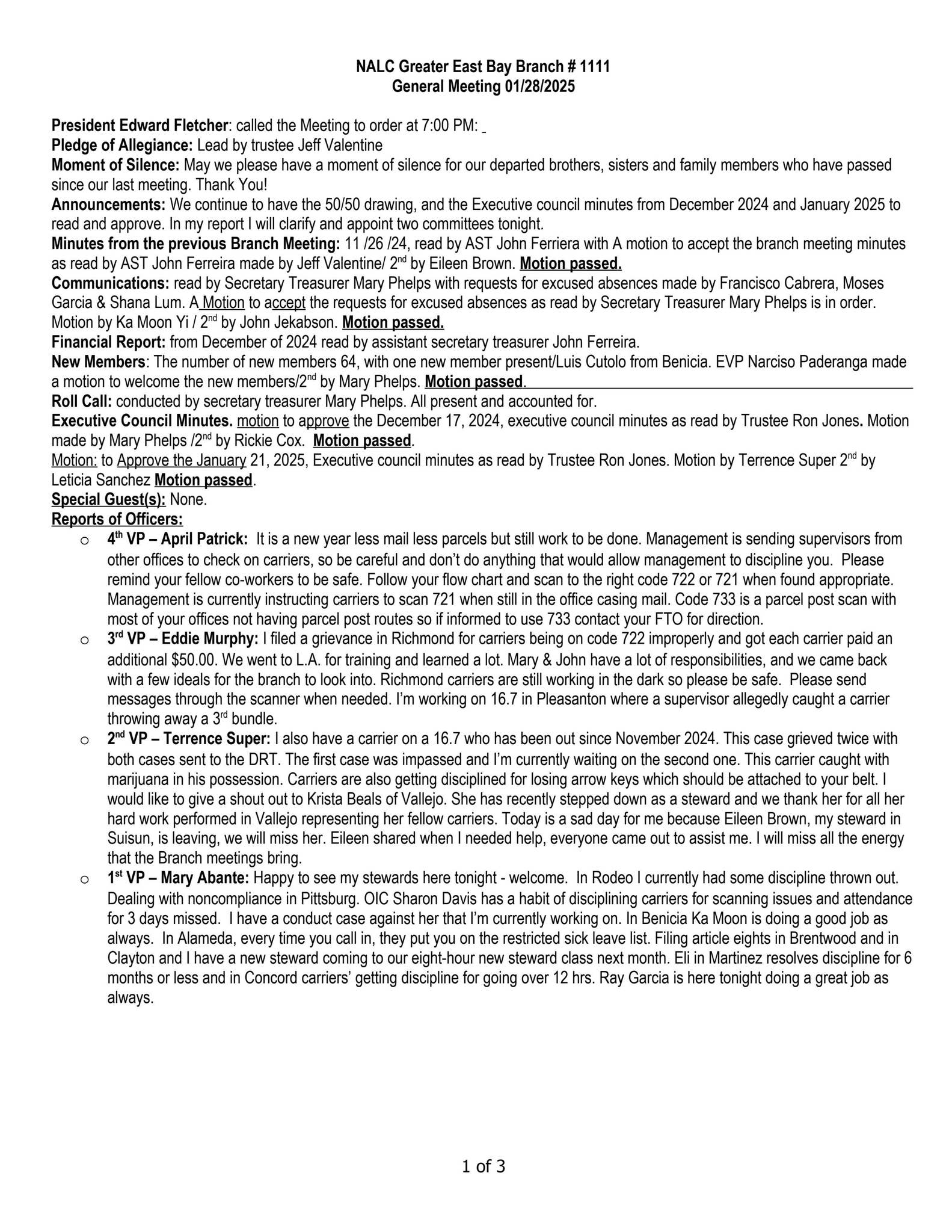 Branch Meeting Minutes by NALC Branch 1111 - Issuu