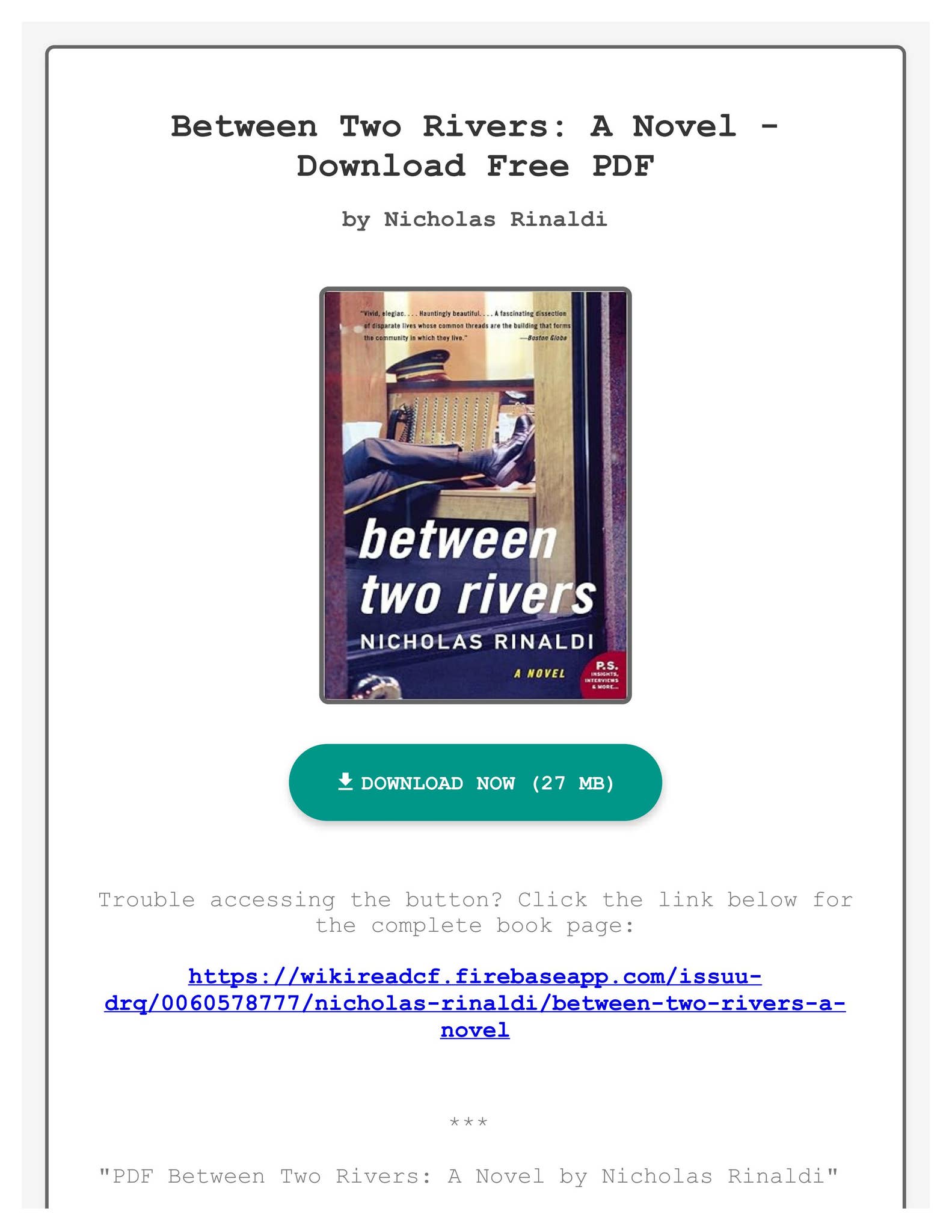 PDF Between Two Rivers: A Novel by Nicholas Rinaldi by hirthejrrm - Issuu