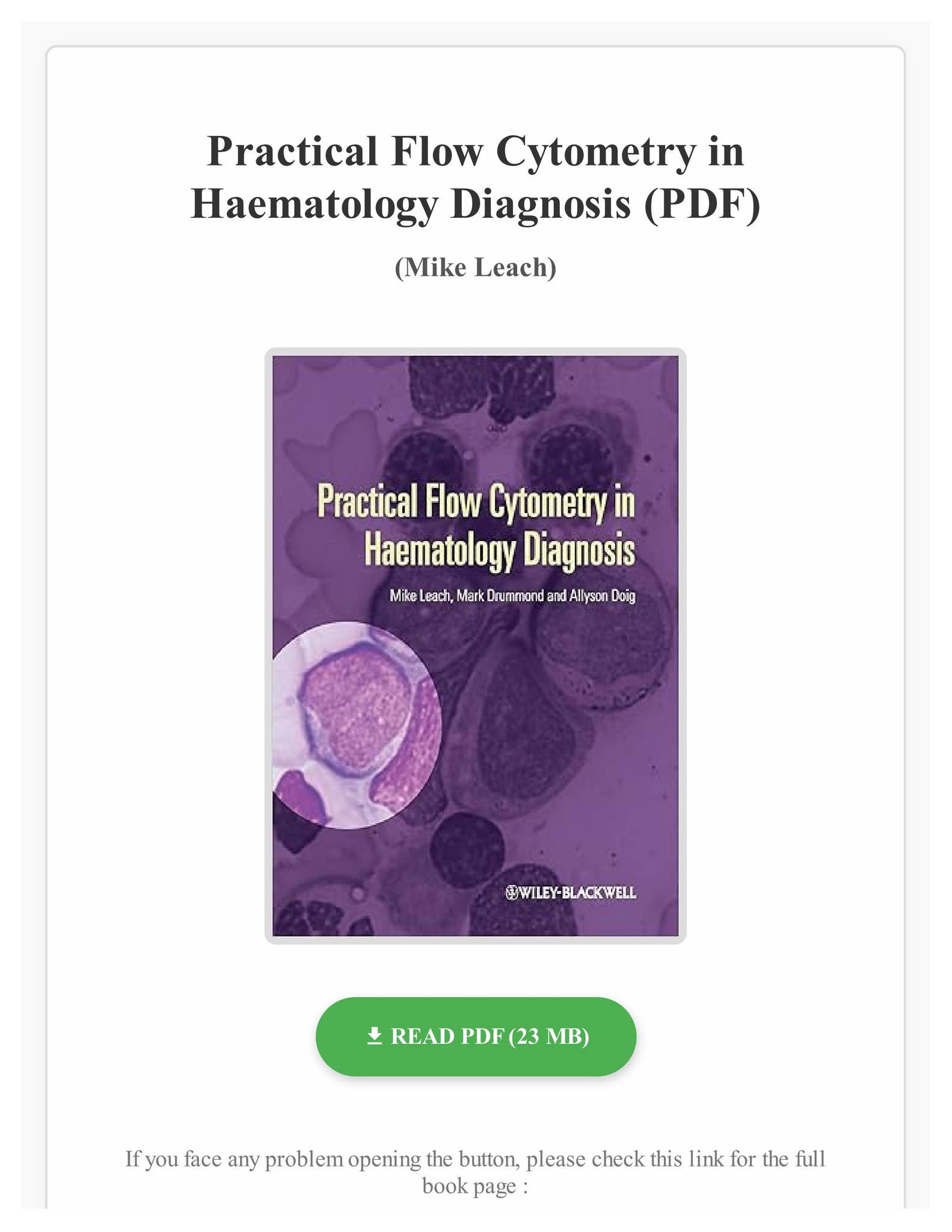 [PDF) Practical Flow Cytometry in Haematology Diagnosis by Mike Leach ...