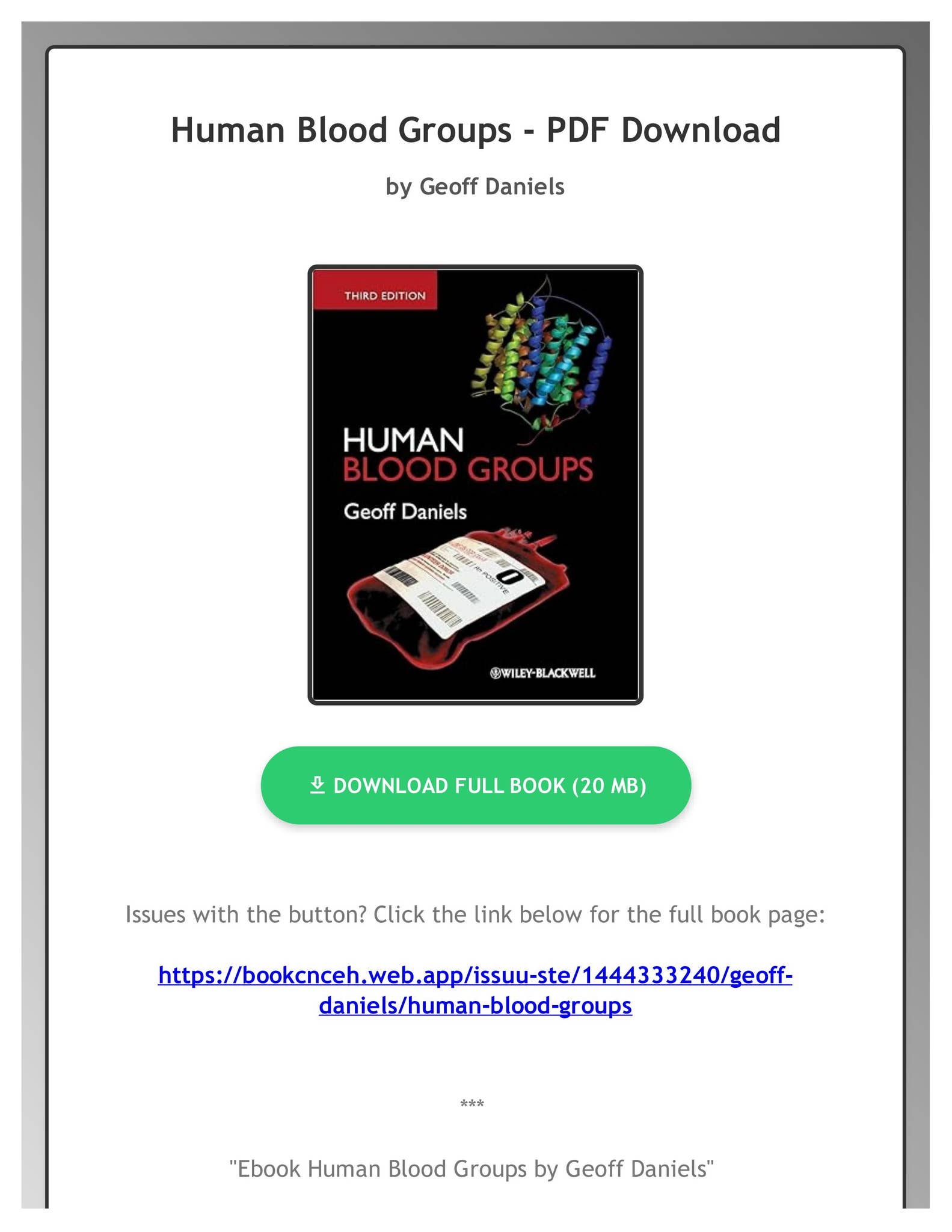 Ebook Human Blood Groups by Geoff Daniels by ociehowewu - Issuu
