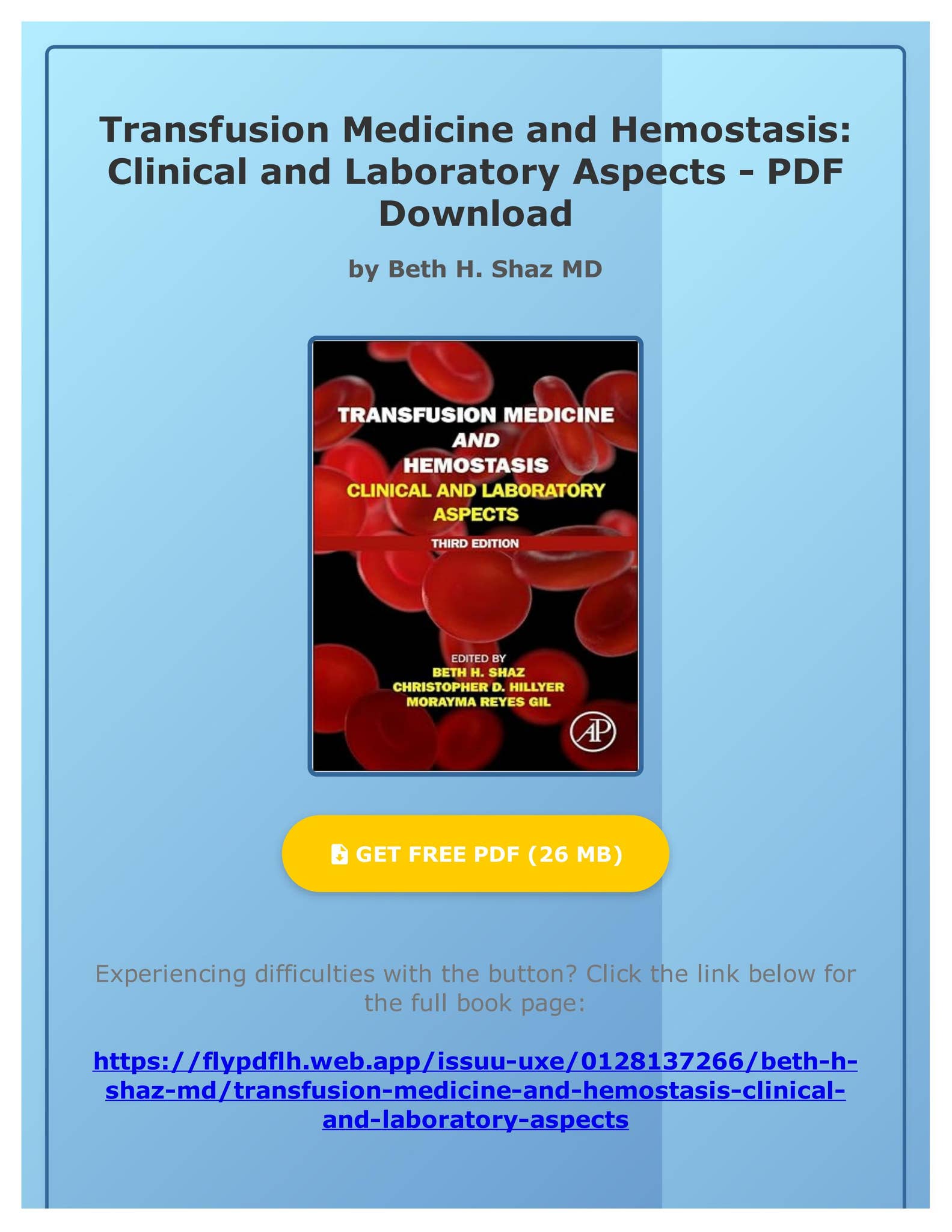 (FREE) (PDF) Transfusion Medicine and Hemostasis: Clinical and ...