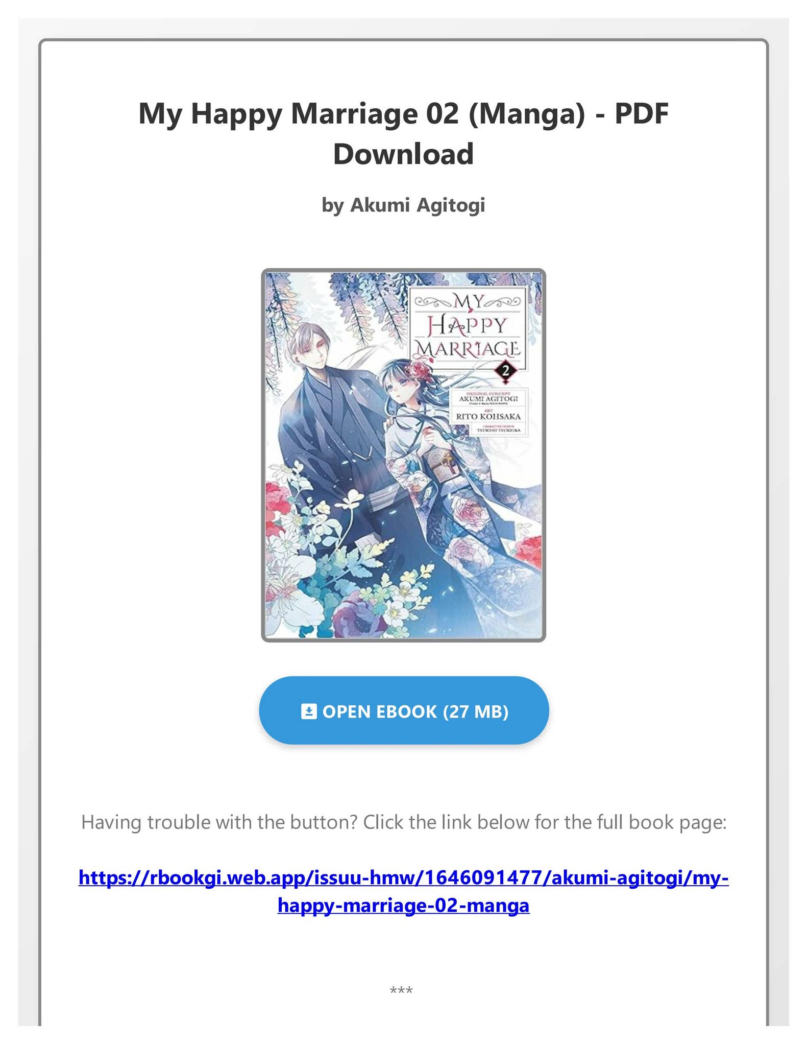 Epub My Happy Marriage 02 (Manga) by Akumi Agitogi by alessiagradyse ...