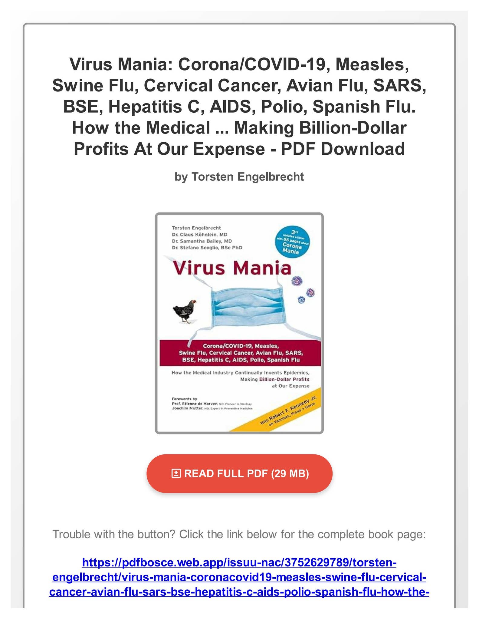 Ebook Virus Mania: Corona/COVID-19, Measles, Swine Flu, Cervical Cancer ...