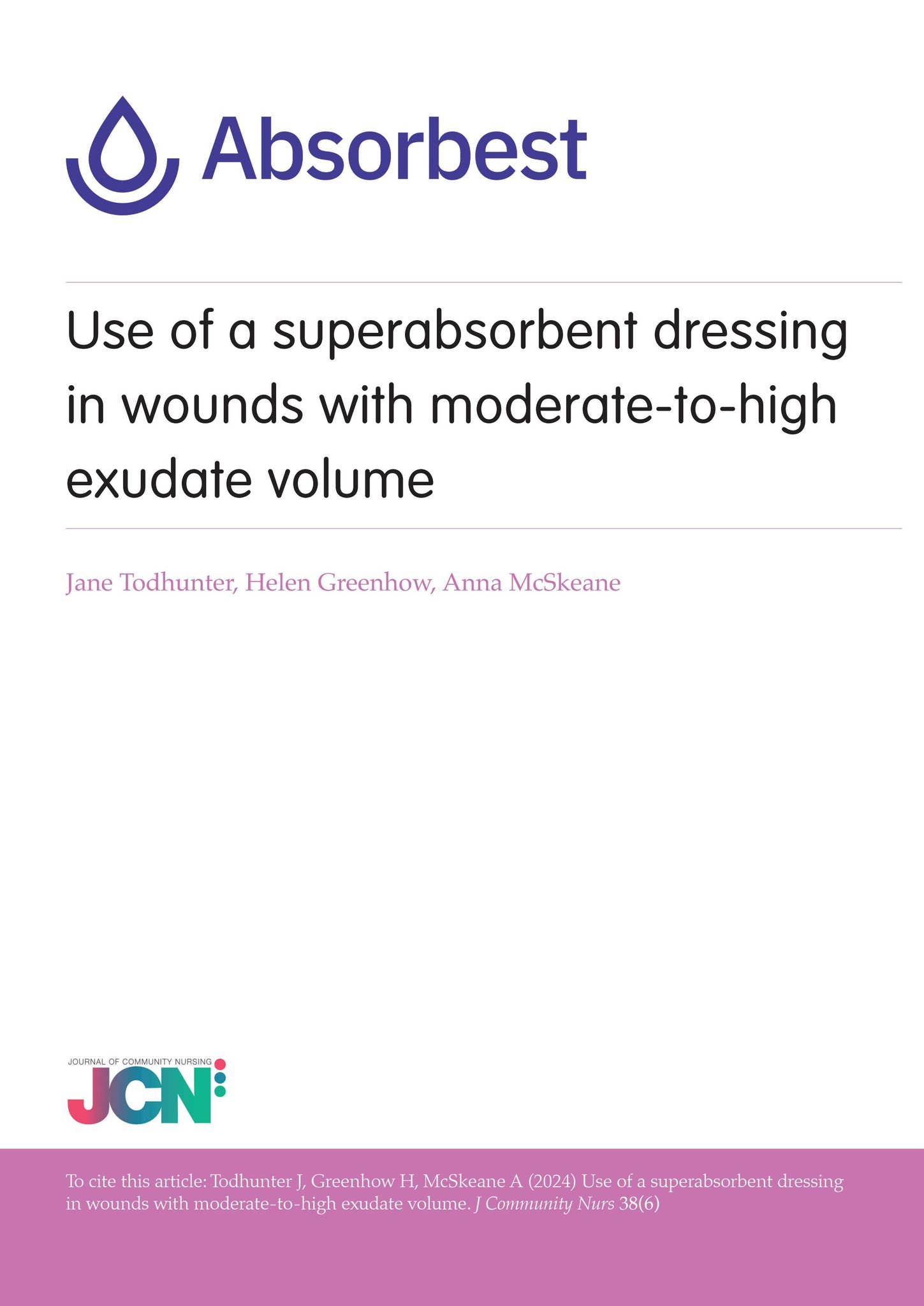 Use of a superabsorbent dressing in wounds with moderate-to-high ...