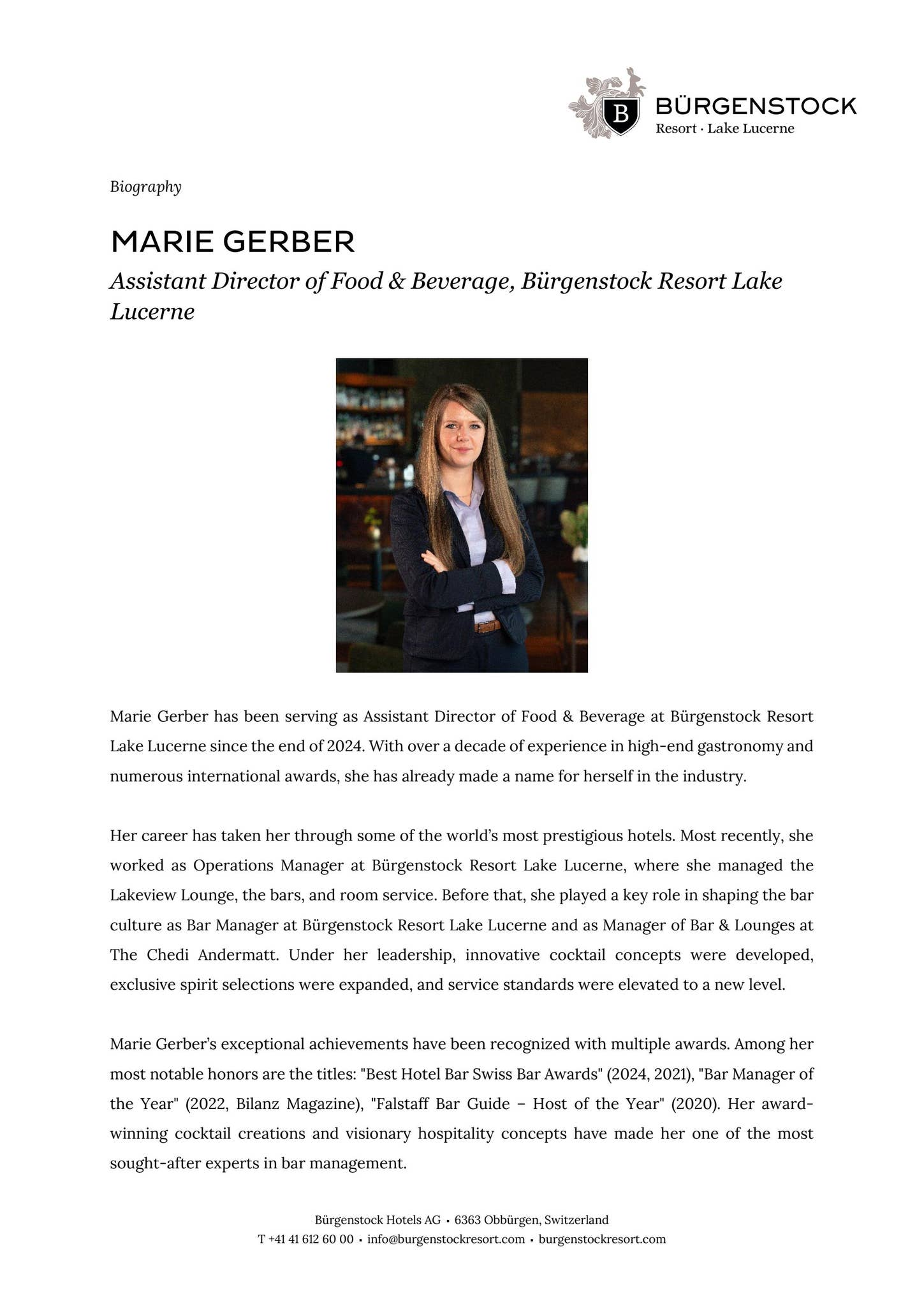 Bio Marie Gerber EN by Bürgenstock Collection - Issuu