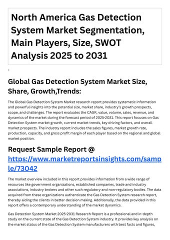 North America Gas Detection System Market Segmentation, Main Players ...