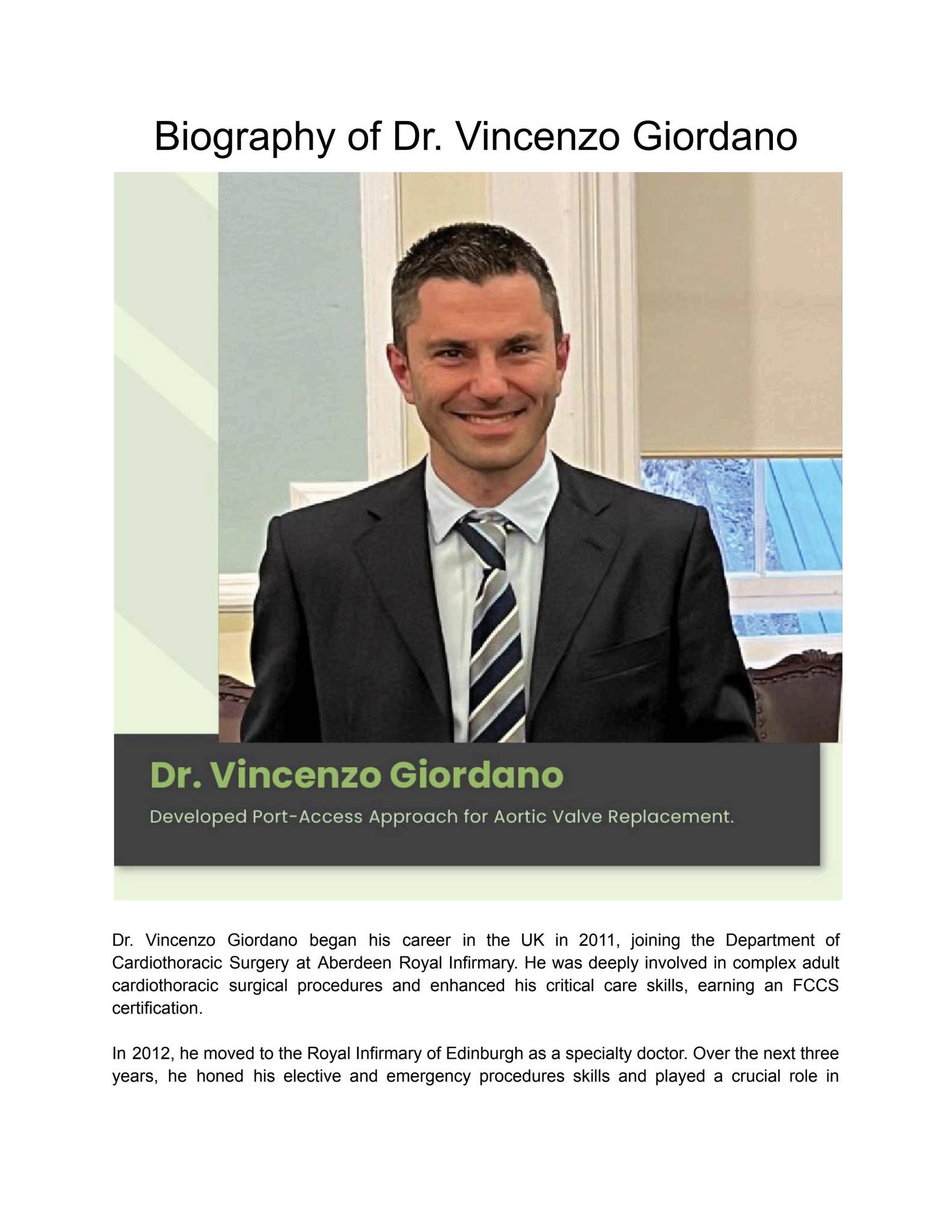 Biography of Dr. Vincenzo Giordano by Dr. Vincenzo Giordano - Issuu