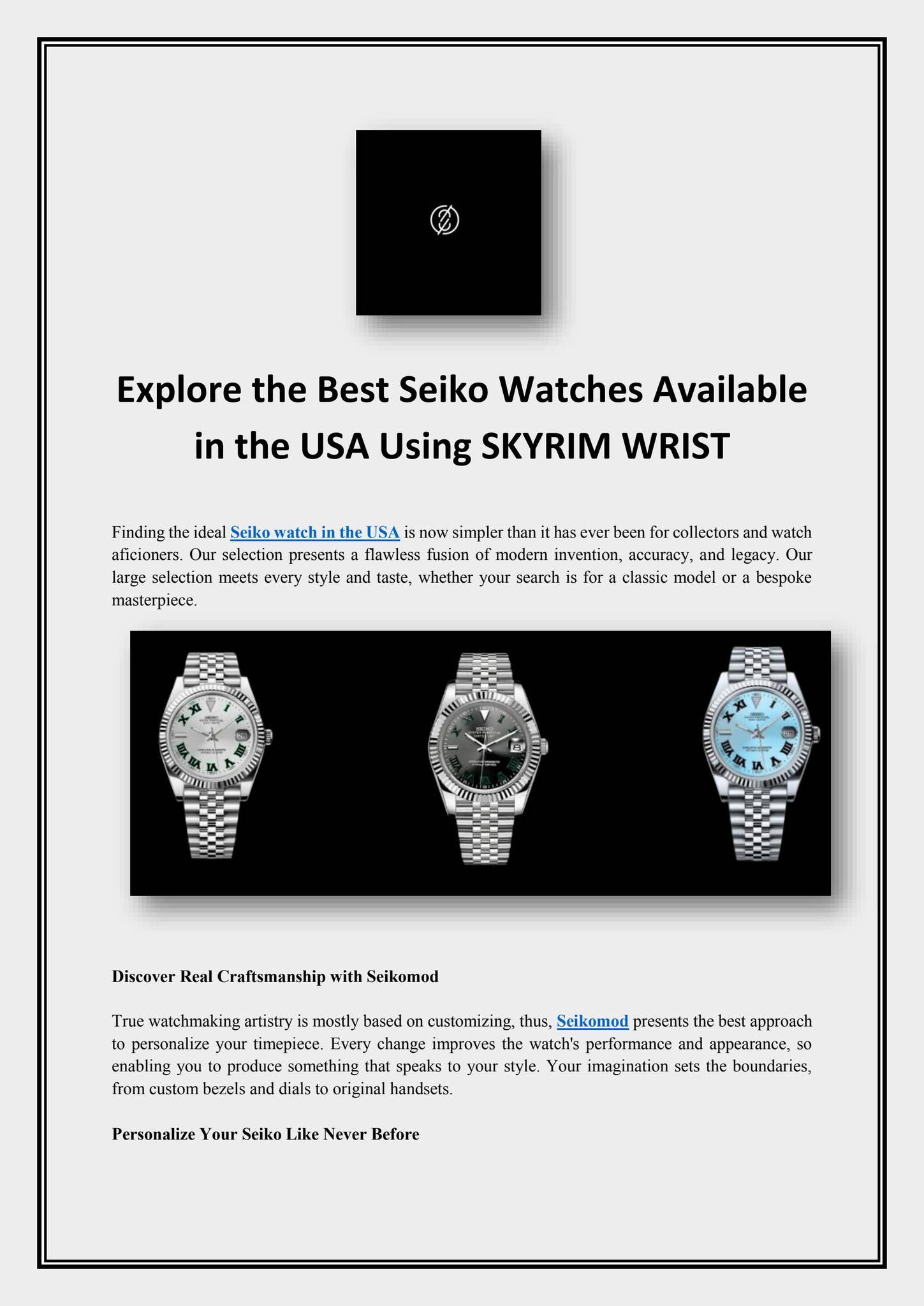 Explore the Best Seiko Watches Available in the USA Using SKYRIM WRIST ...